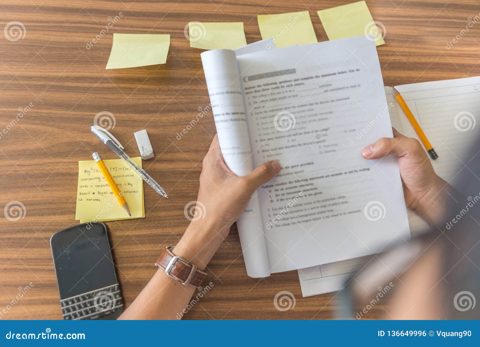 Student Learning and Practicing New Language in Book Stock Photo ...