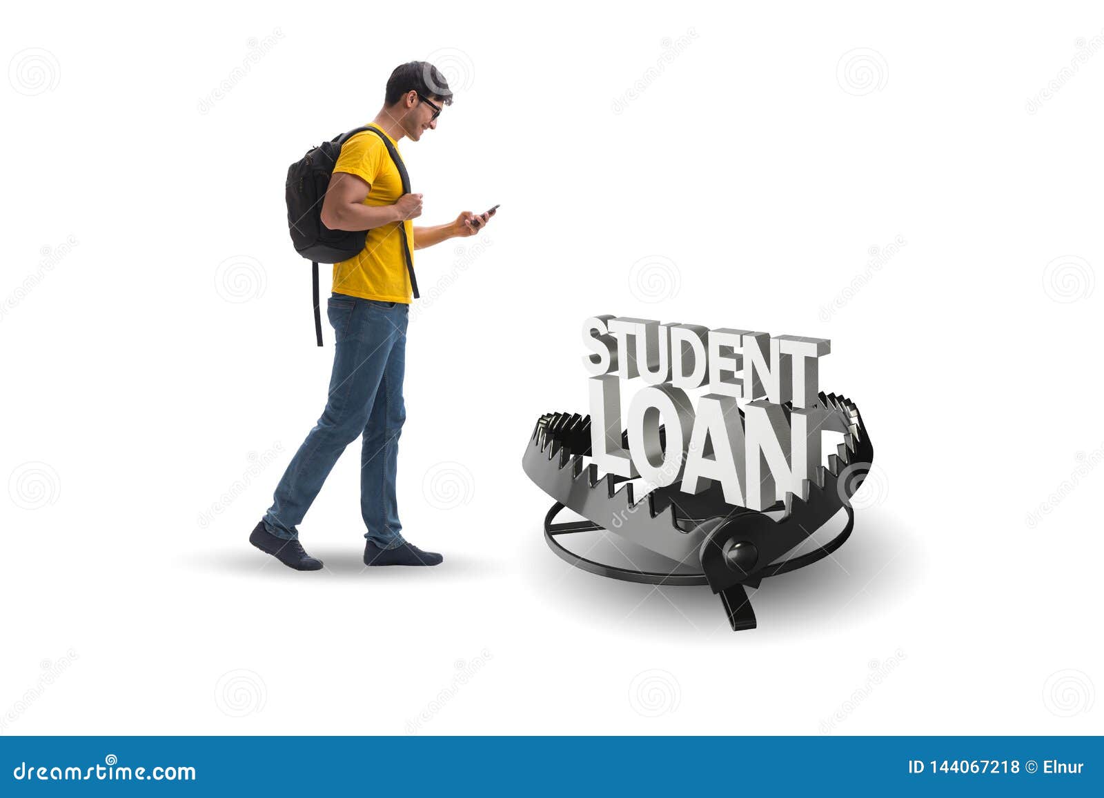 The Young Student in Loan and Debt Concept Stock Photo - Image of ...