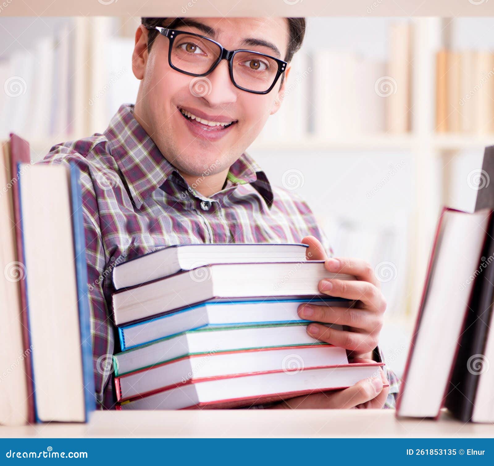 Young Student Looking for Books in College Library Stock Image - Image ...