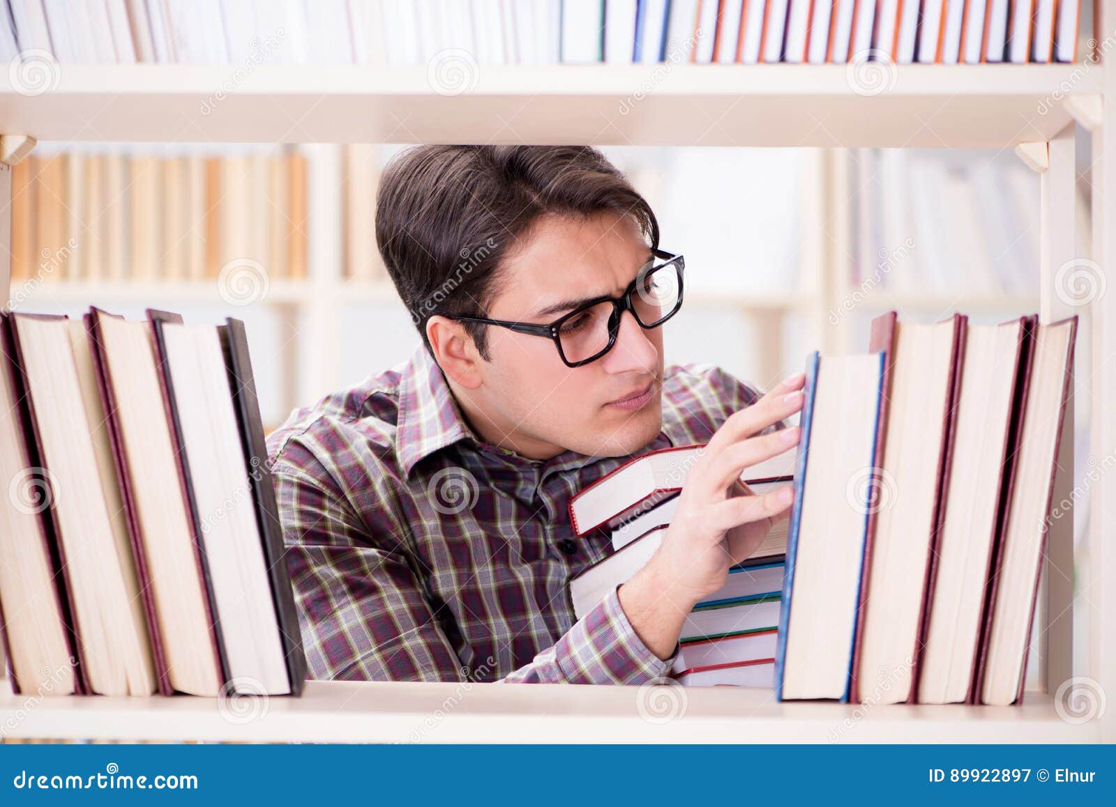 The Young Student Looking for Books in College Library Stock Image ...