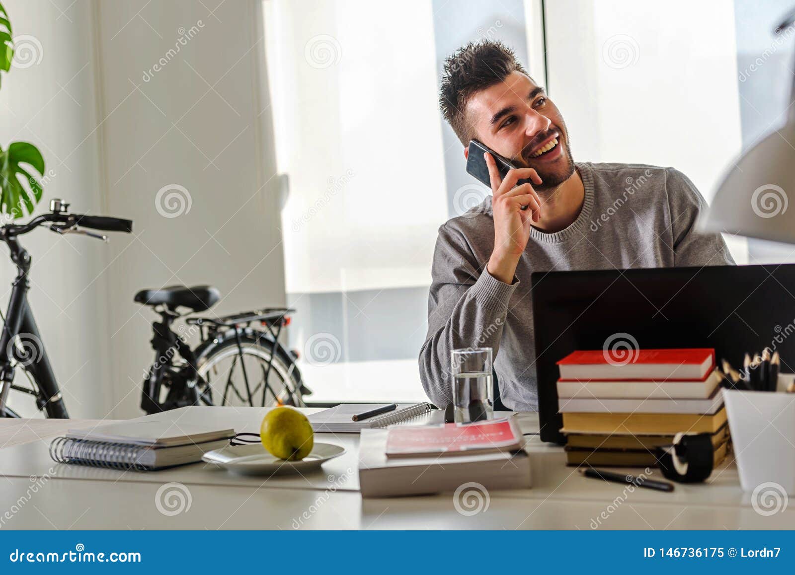 Young Man, College Student Studying for an Exam Stock Image - Image of ...