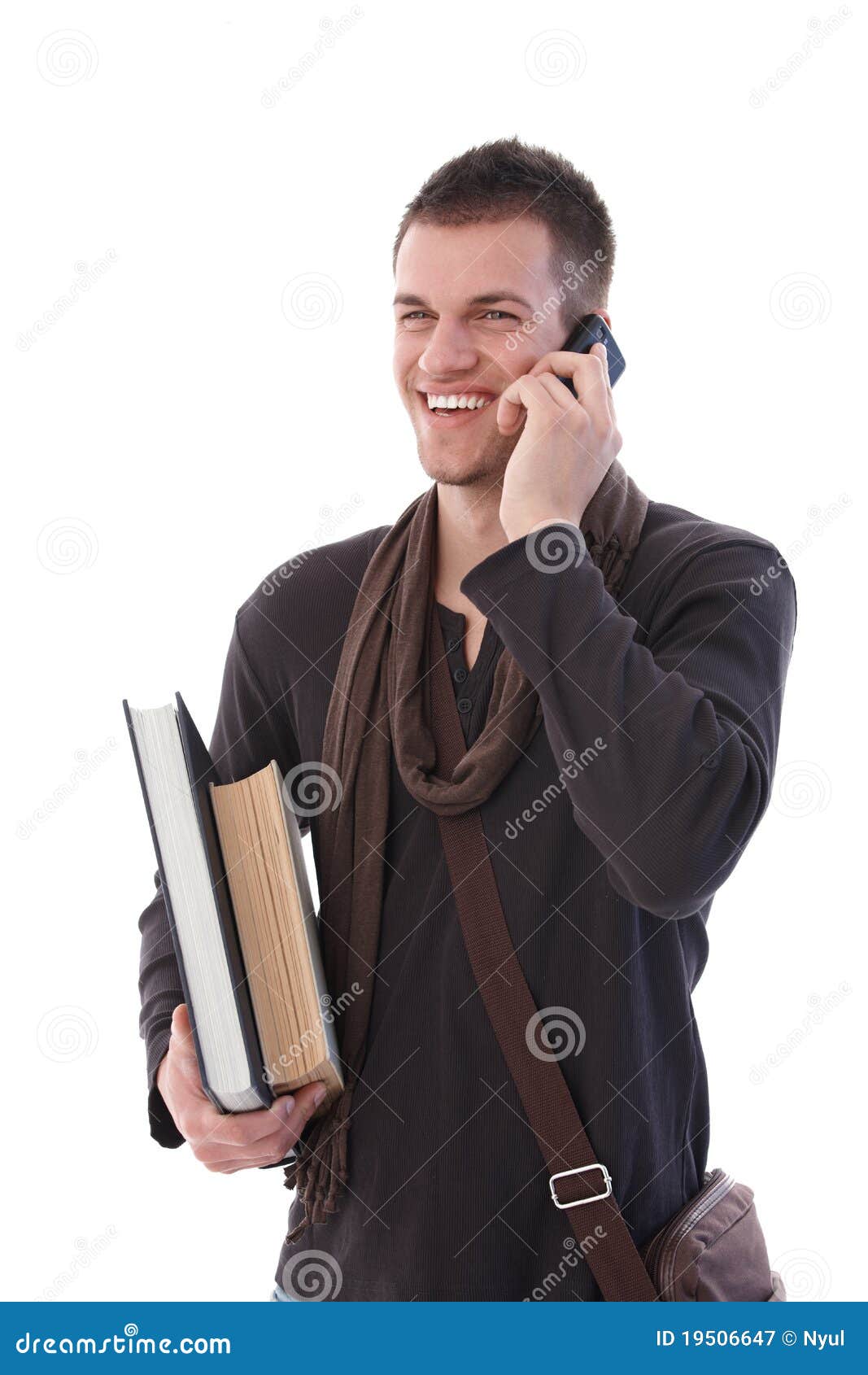 Young Student on Mobile Smiling Stock Image - Image of face, cell: 19506647