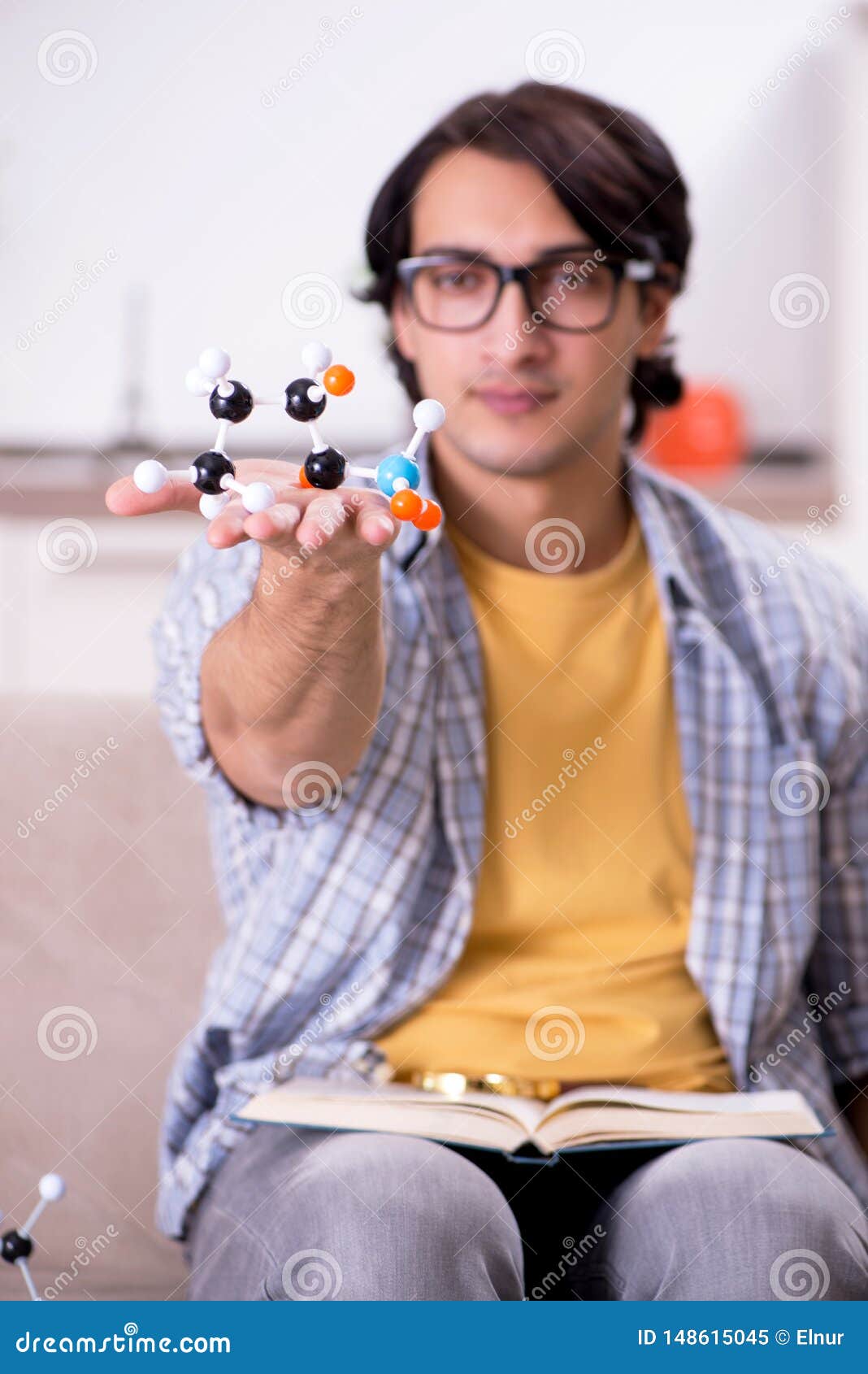 Young Student Physicist Preparing for Exam at Home Stock Image - Image ...