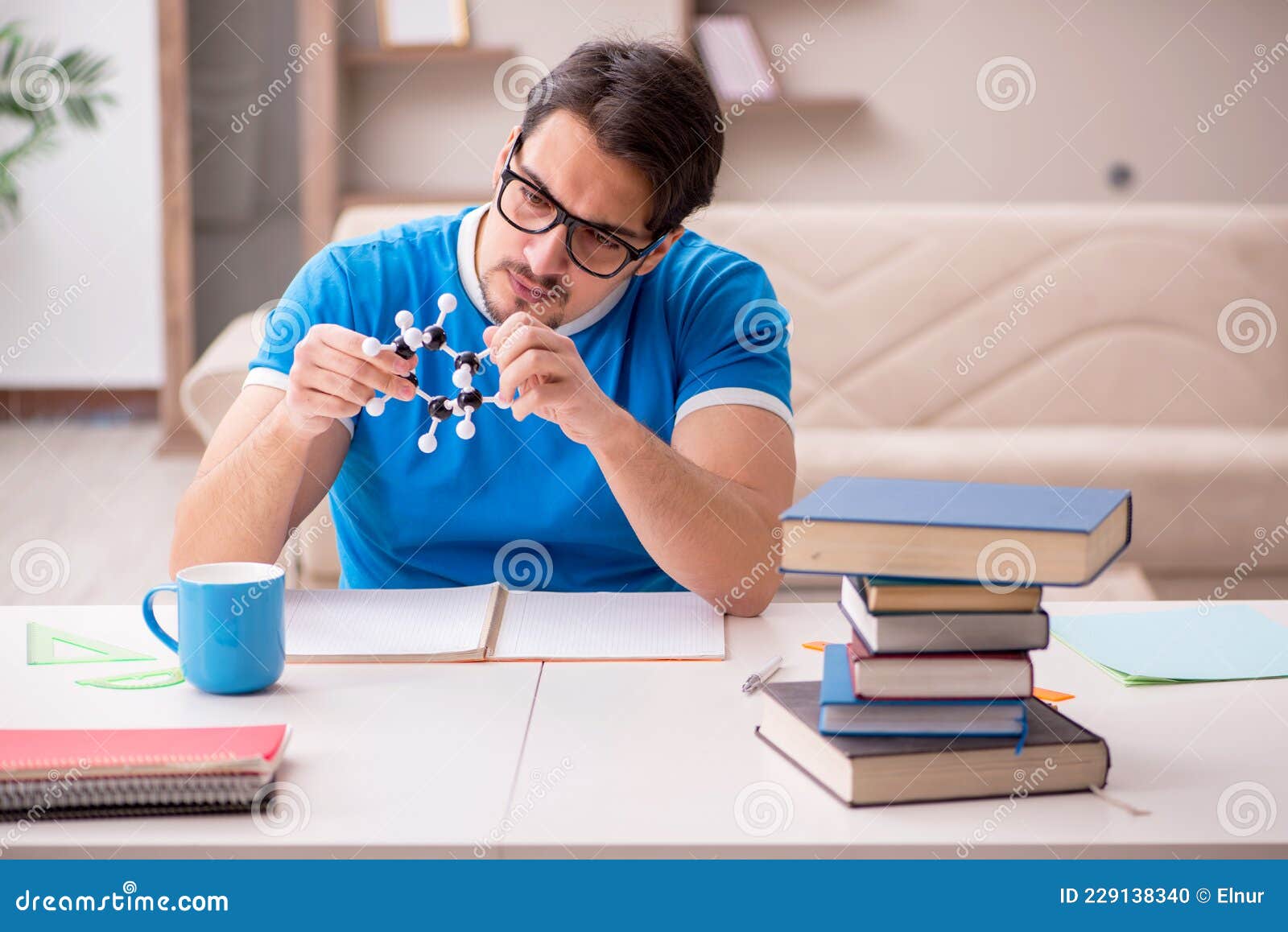 Young Male Student Physicist Studying Molecular Model Stock Photo ...