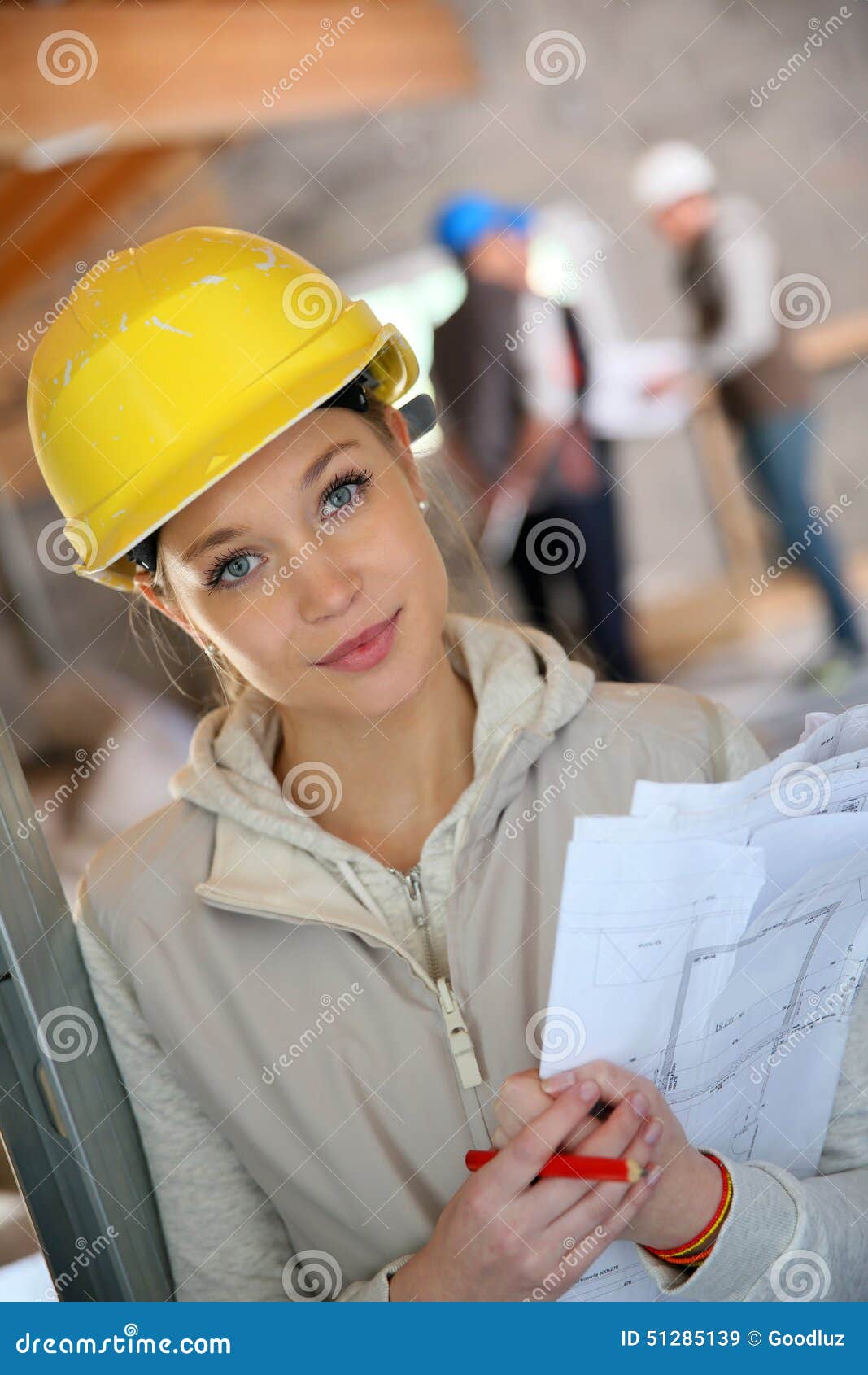 Young Student Practicing Construction Work Stock Image - Image of ...