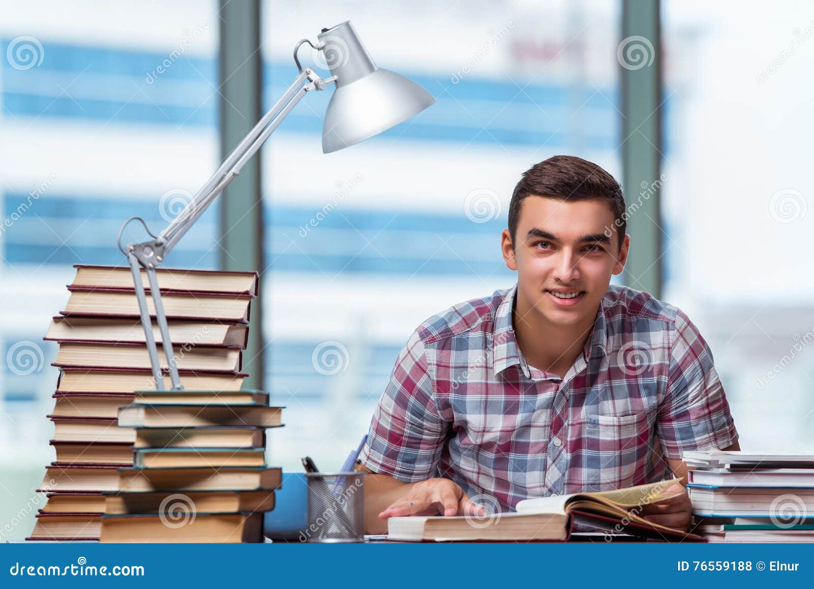 The Young Student Preparing for College Exams Stock Photo - Image of ...