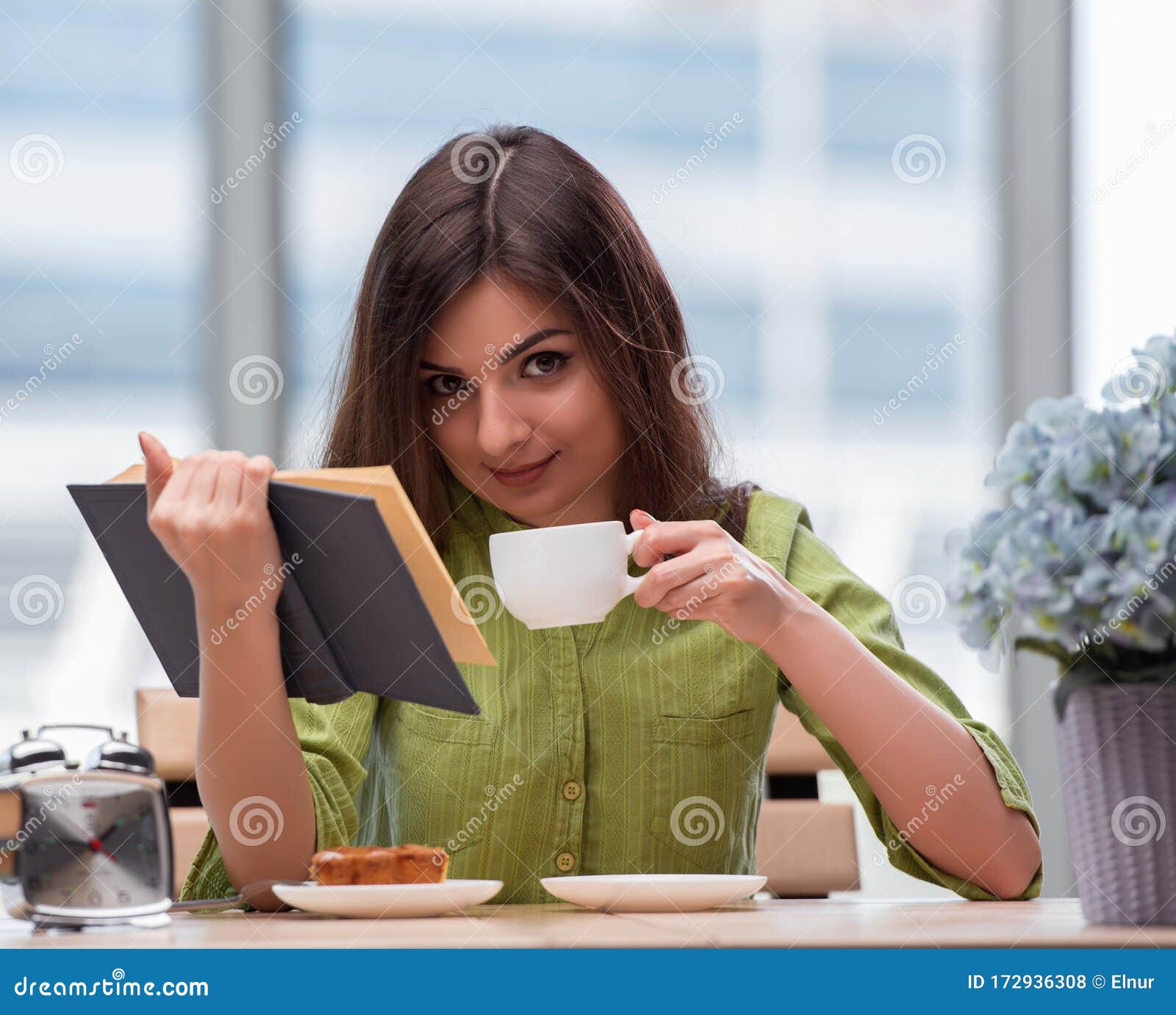 Young Student Preparing for Exams Drinking Tea Stock Photo - Image of ...