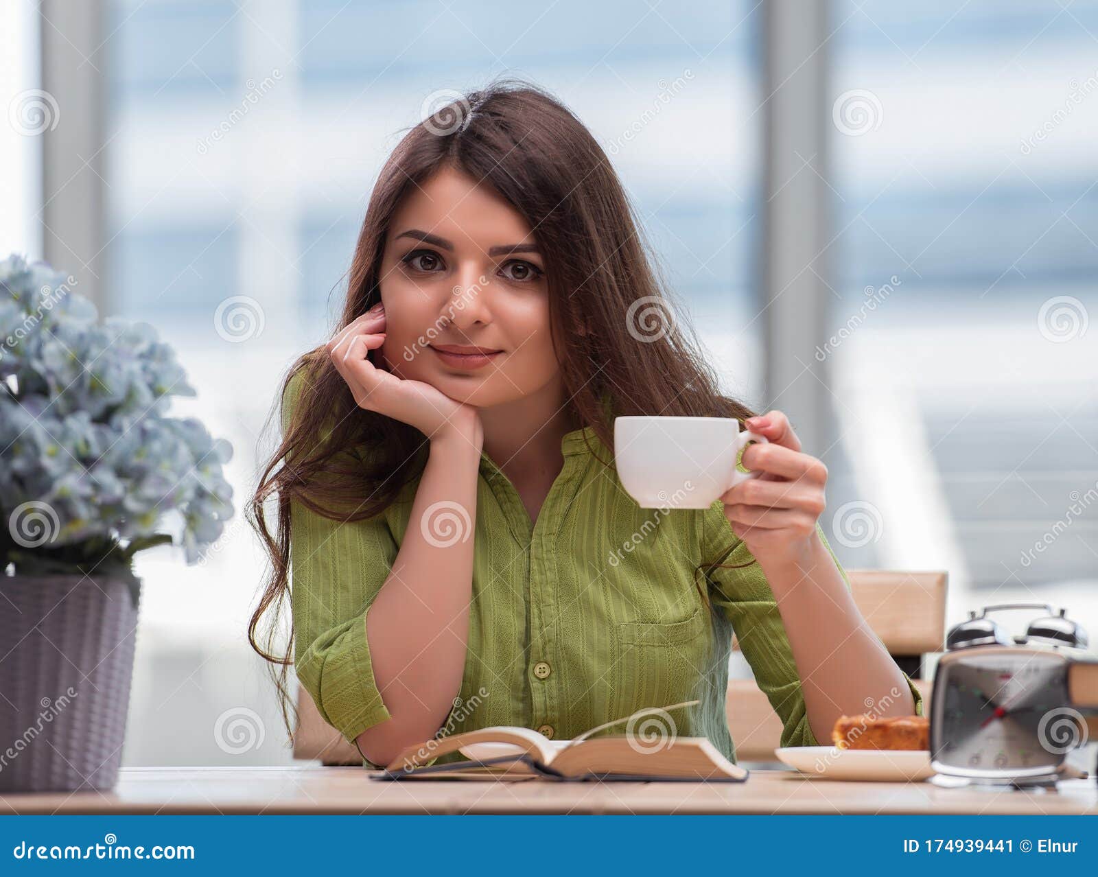Young Student Preparing for Exams Drinking Tea Stock Image - Image of ...