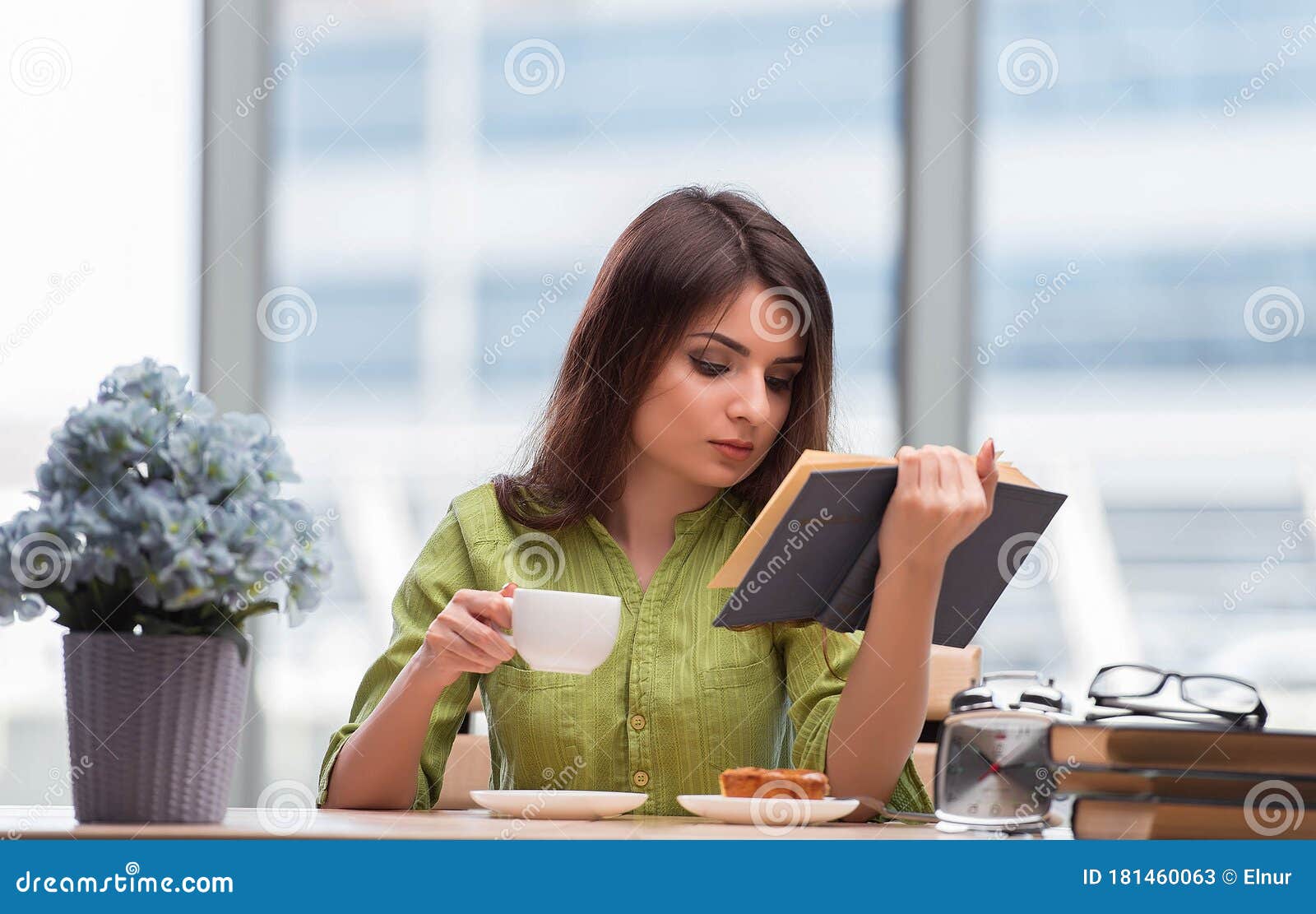 Young Student Preparing for Exams Drinking Tea Stock Image - Image of ...