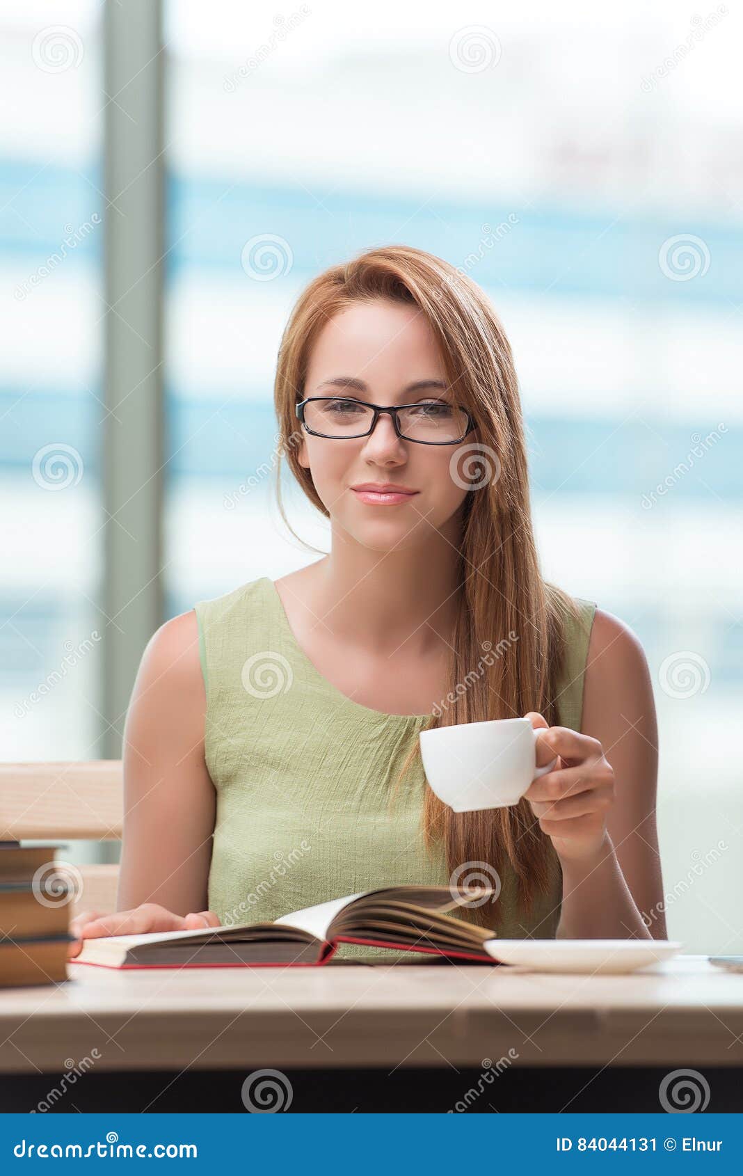 The Young Student Preparing for Exams Drinking Tea Stock Image - Image ...