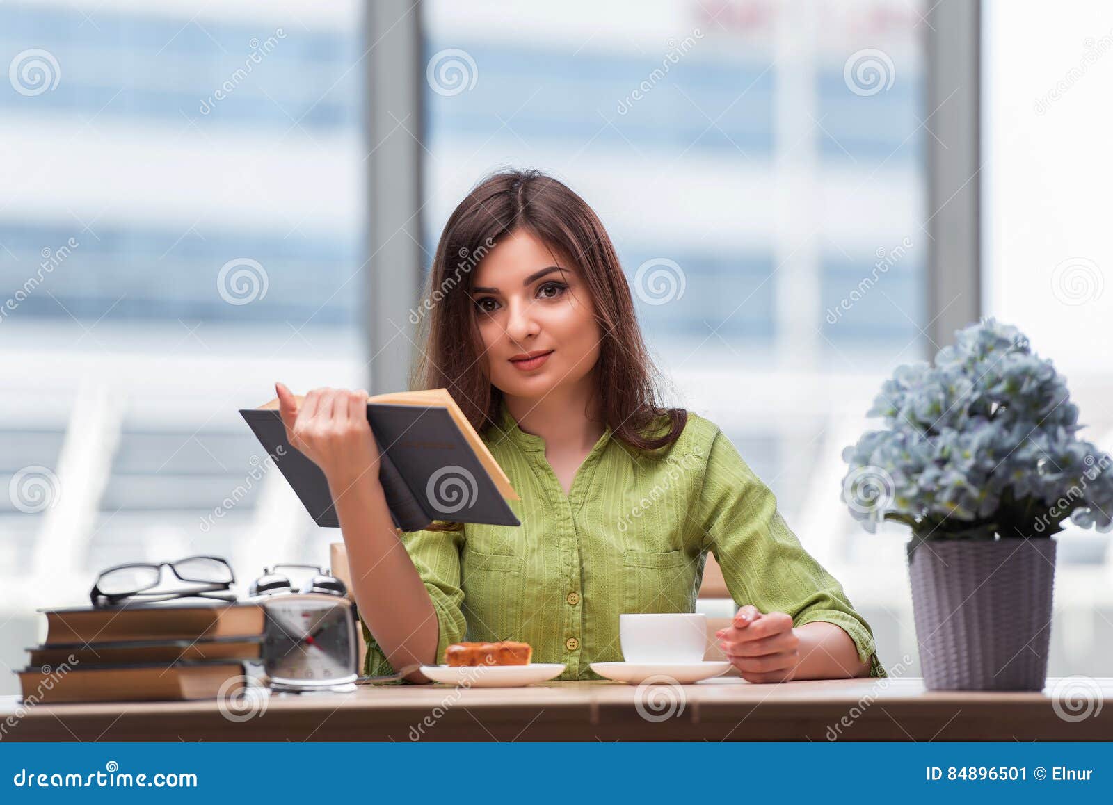 The Young Student Preparing for Exams Drinking Tea Stock Image - Image ...