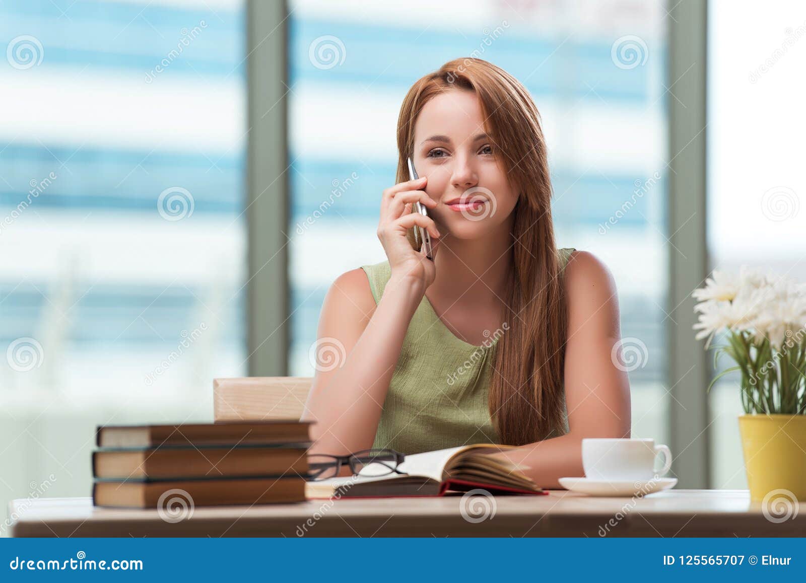 The Young Student Preparing for Exams Drinking Tea Stock Image - Image ...
