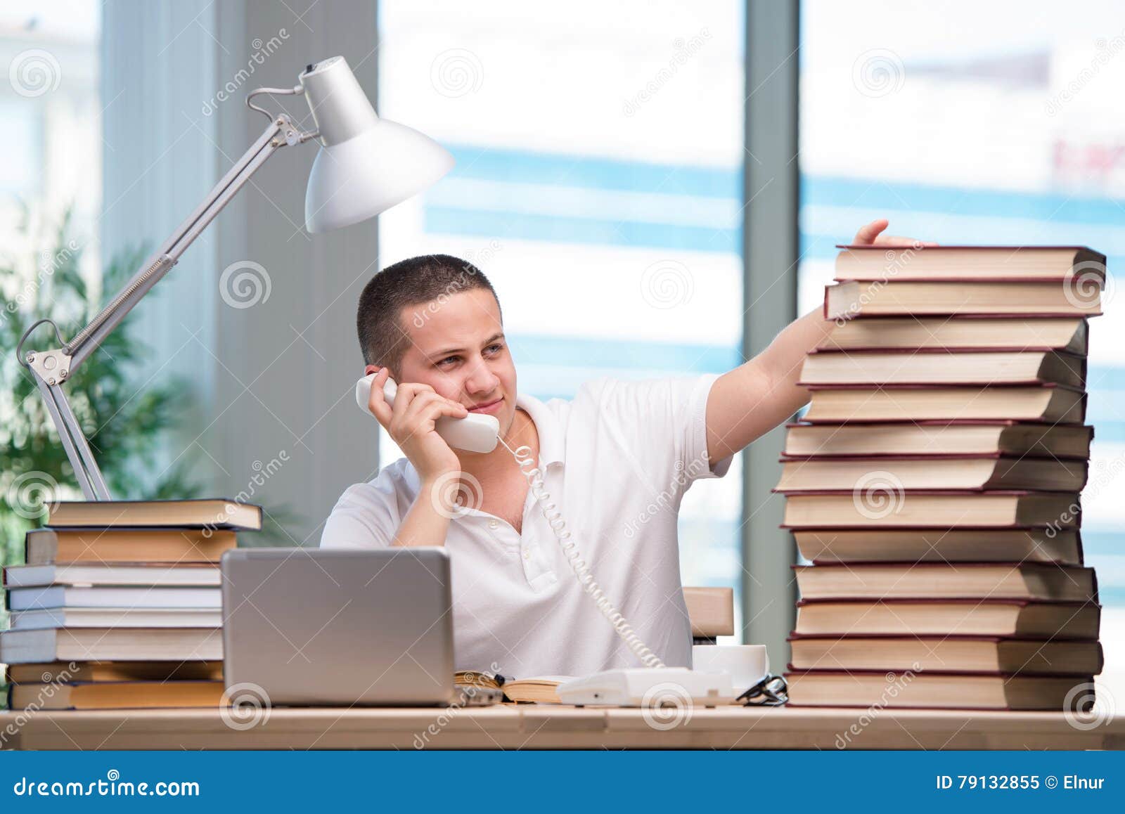 The Young Student Preparing for School Exams Stock Image - Image of ...