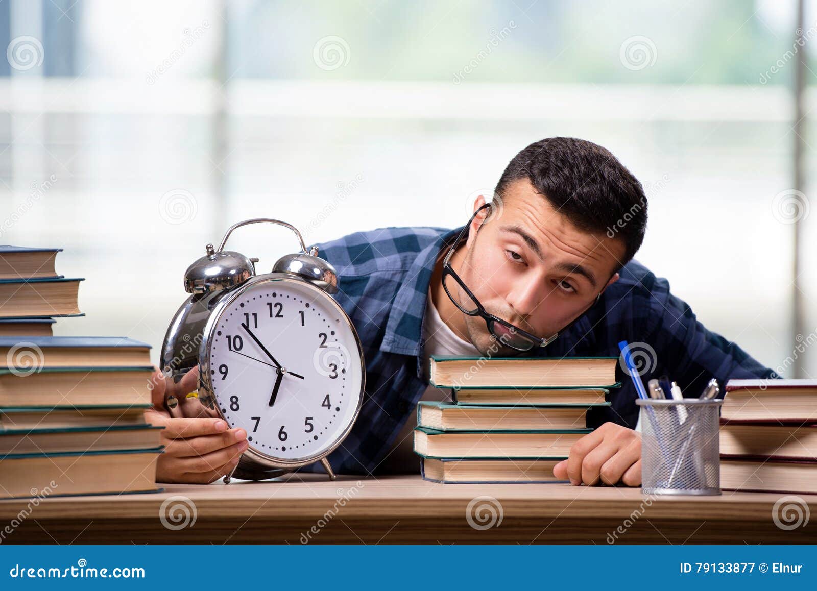 The Young Student Preparing for School Exams Stock Image - Image of ...
