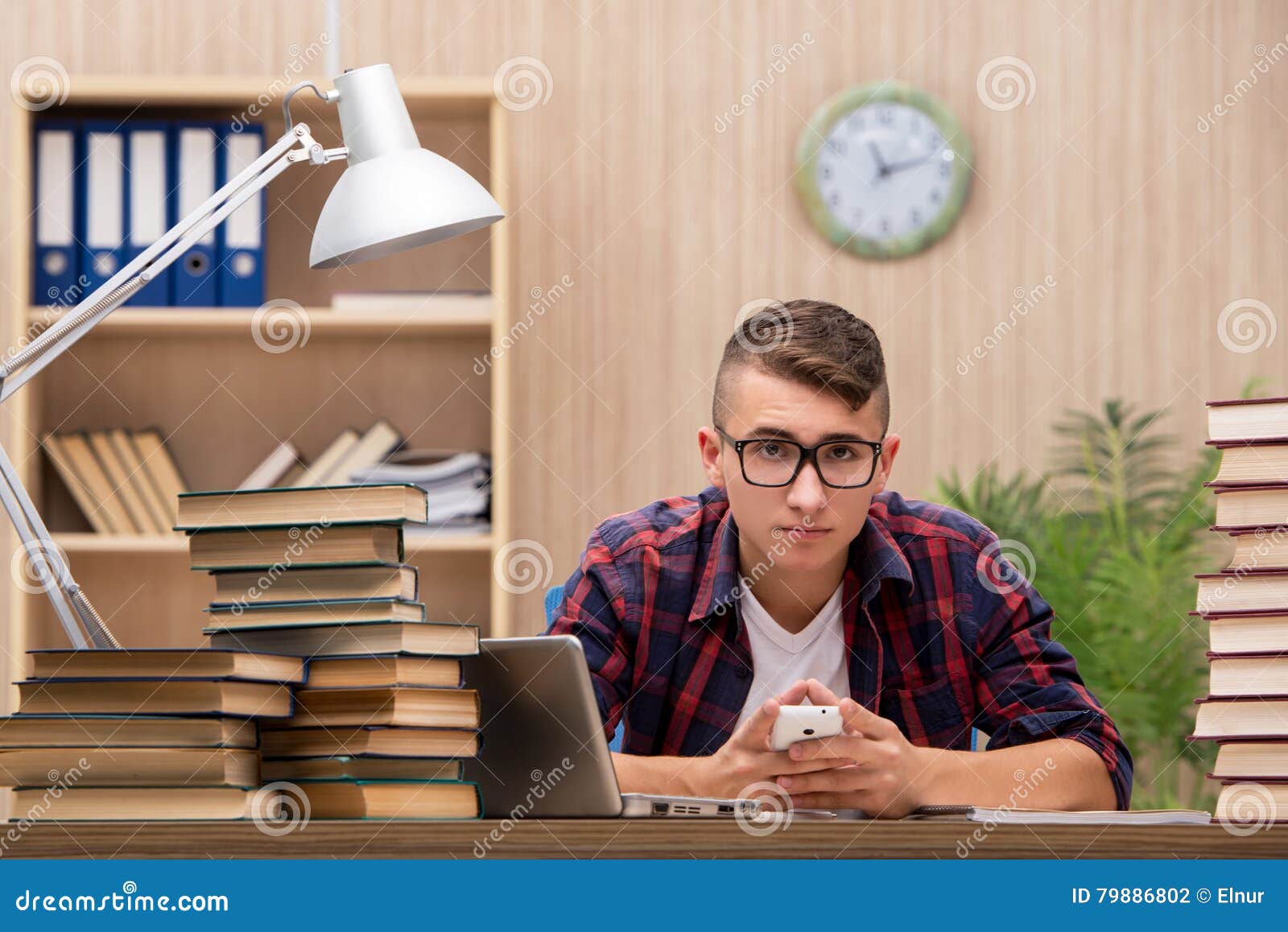 The Young Student Preparing for School Exams Stock Photo - Image of ...