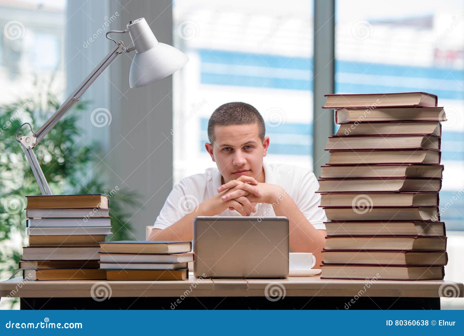 The Young Student Preparing for School Exams Stock Photo - Image of ...