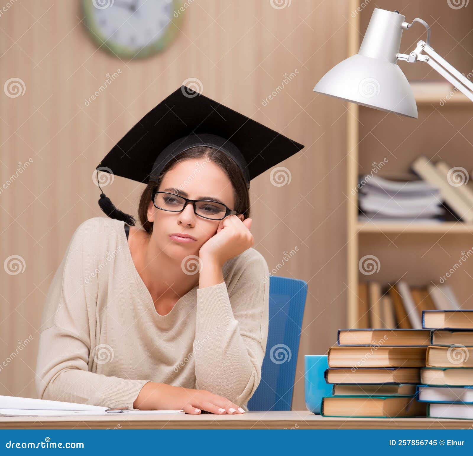 Young Student Preparing for University Exams Stock Image - Image of ...