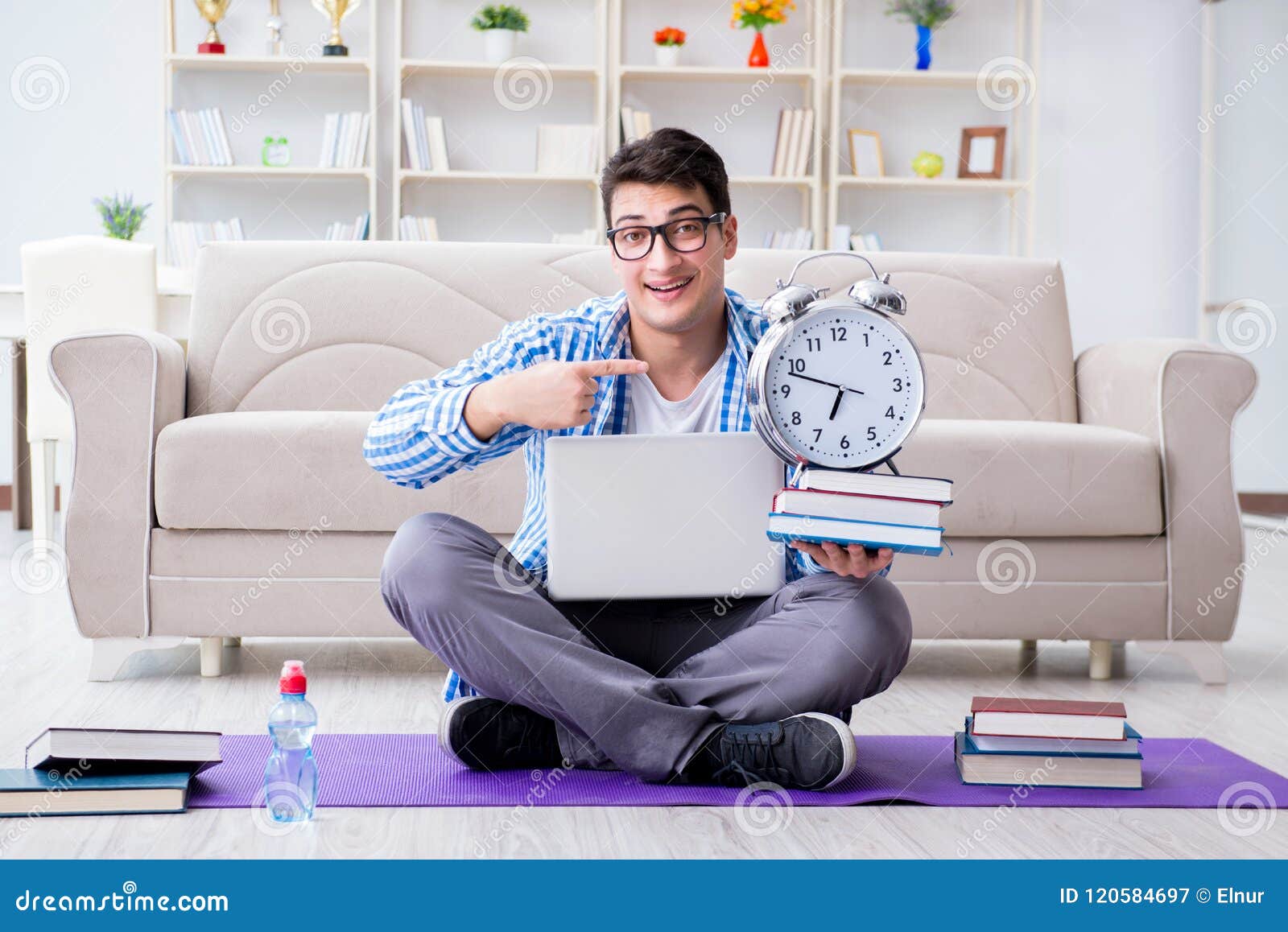 The Young Student Preparing for University Exams Stock Image - Image of ...