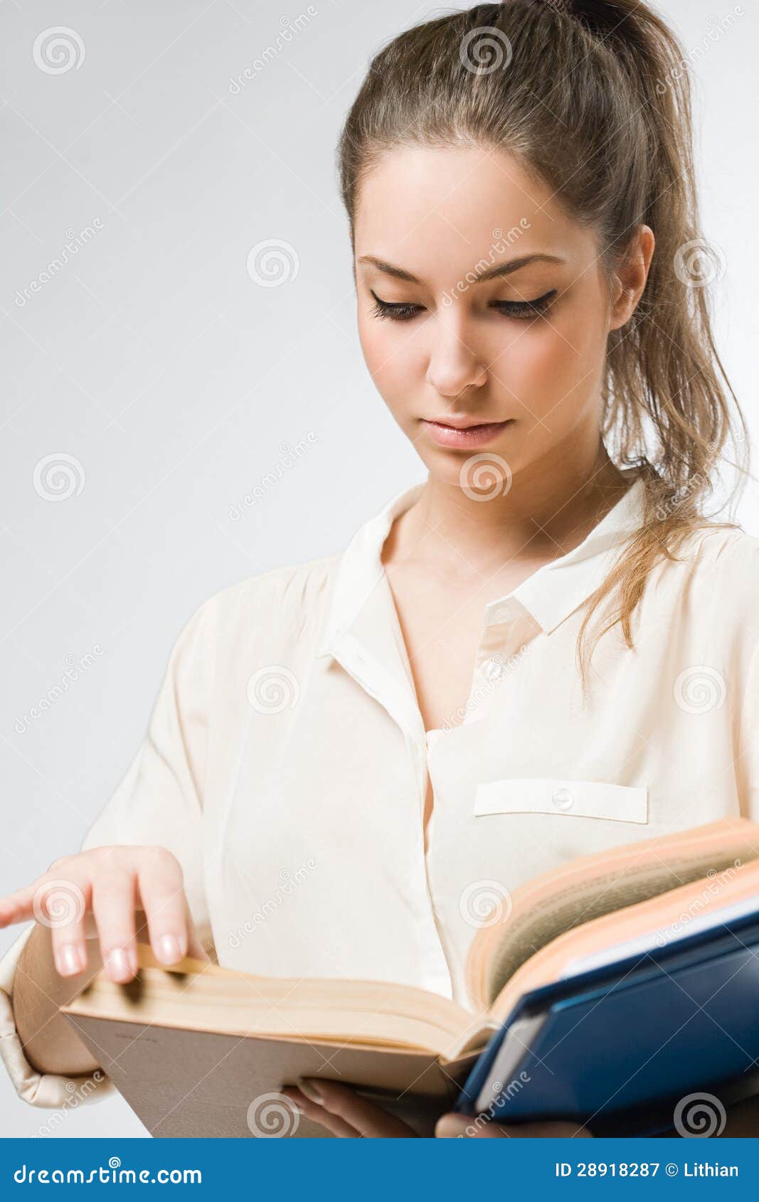Young Student Reading Book. Stock Image - Image of beautiful, glance ...