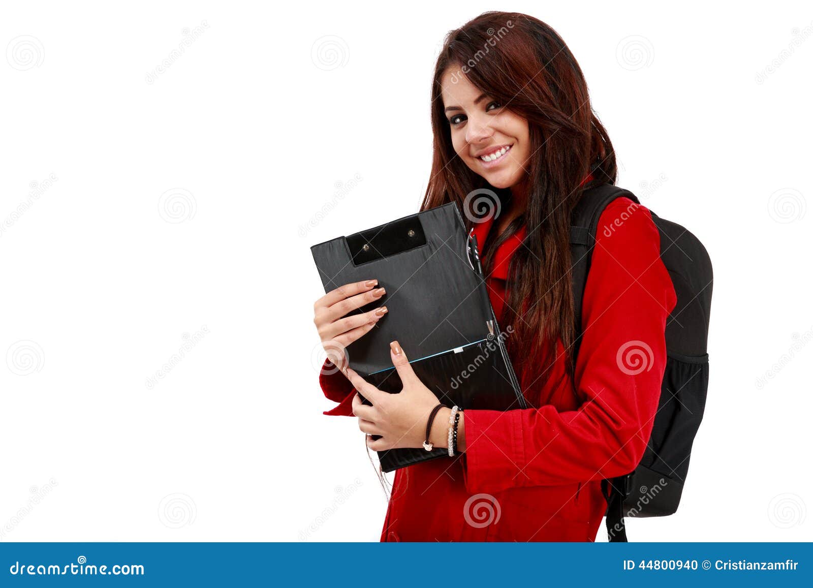 Young Student Ready for School Isolated on White Stock Photo - Image of ...