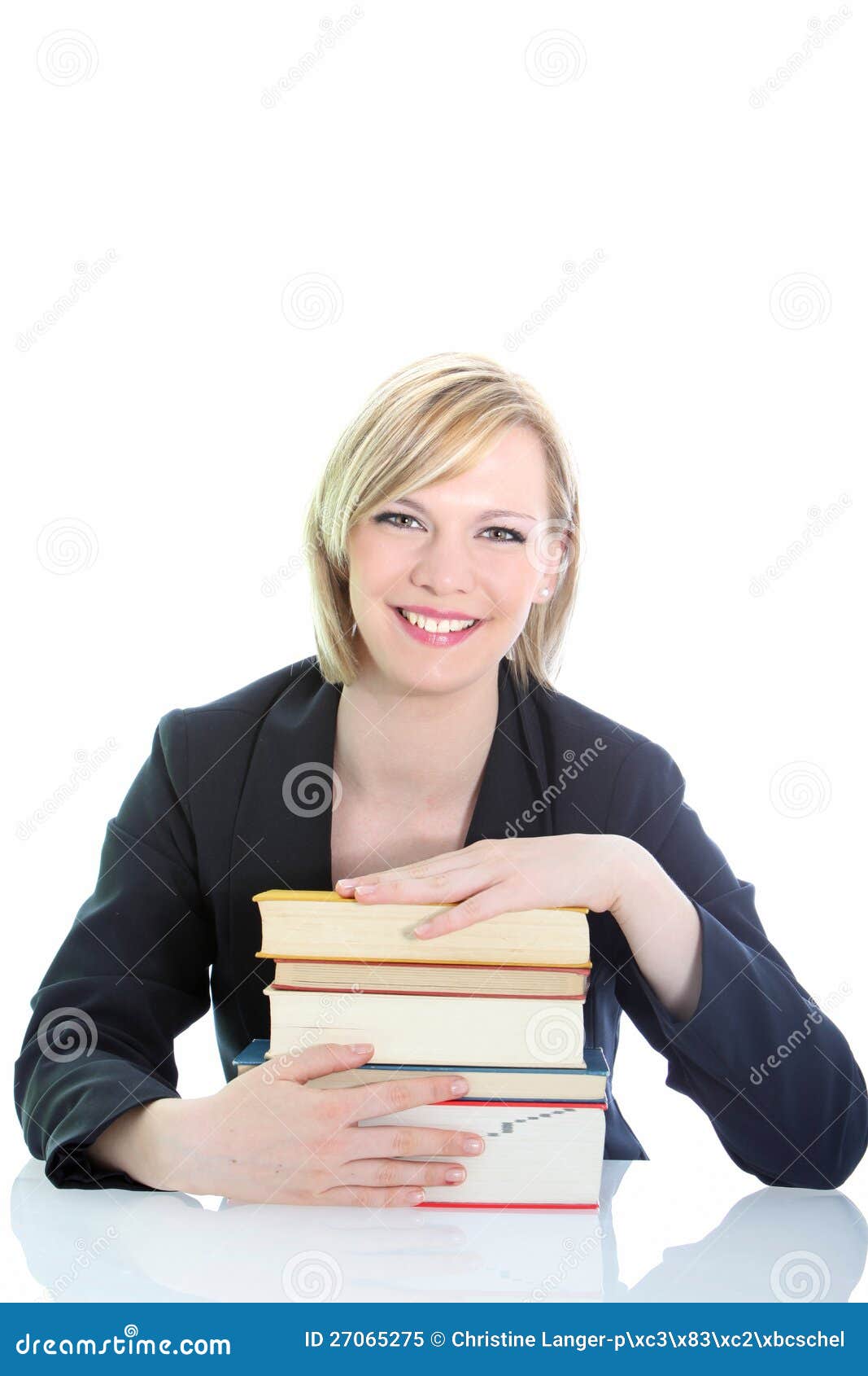 Young Student or Researcher with Books Stock Image - Image of positive ...