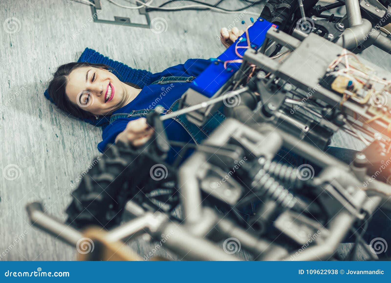 Young Student of Robotics Preparing Car Robot for Testing Stock Photo ...