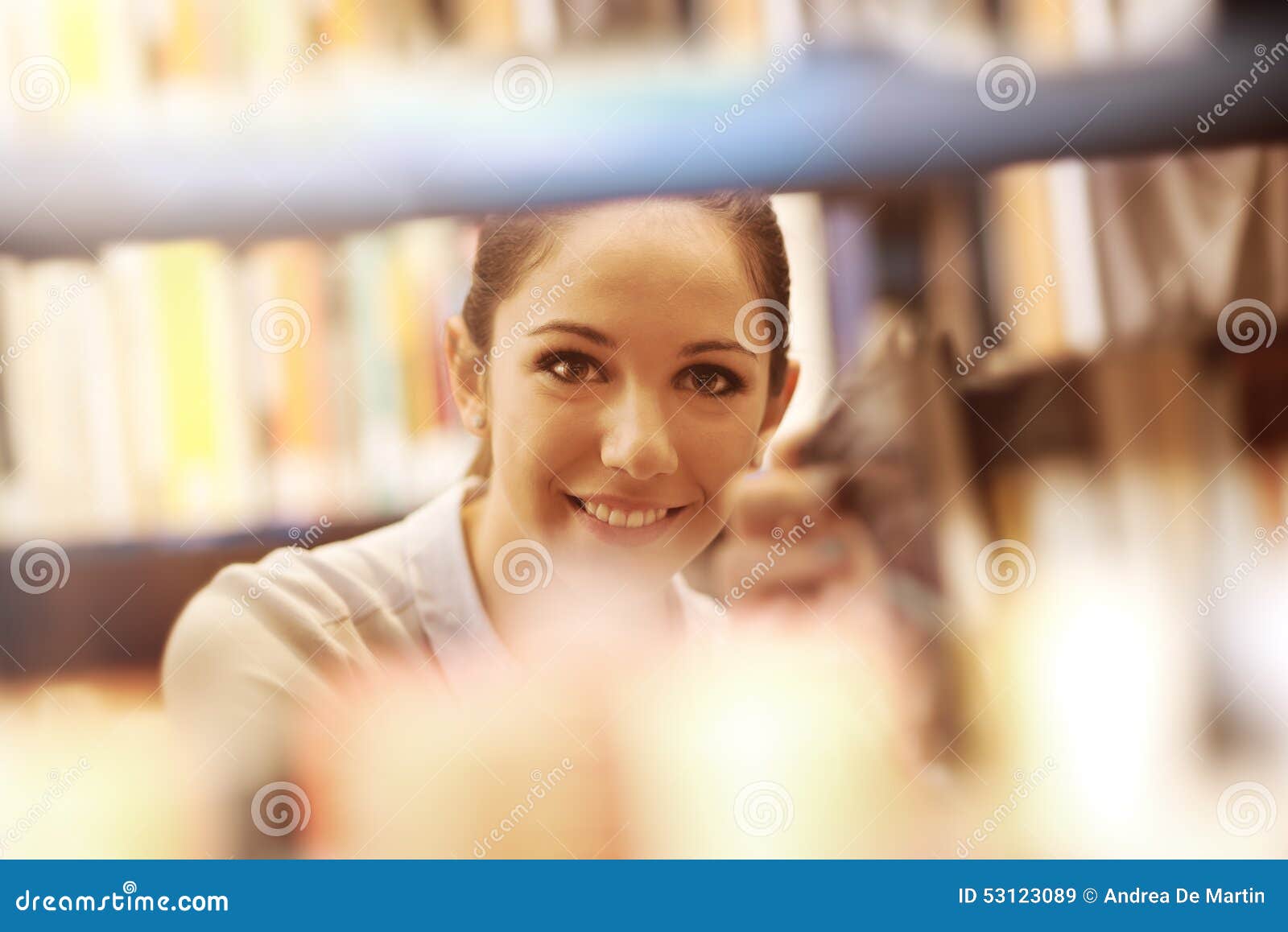 Young Student Searching for Books Stock Image - Image of cheerful ...