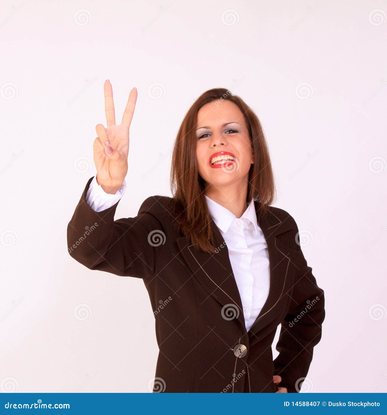Young Student Showing V Sign Stock Image - Image of lady, friendly ...