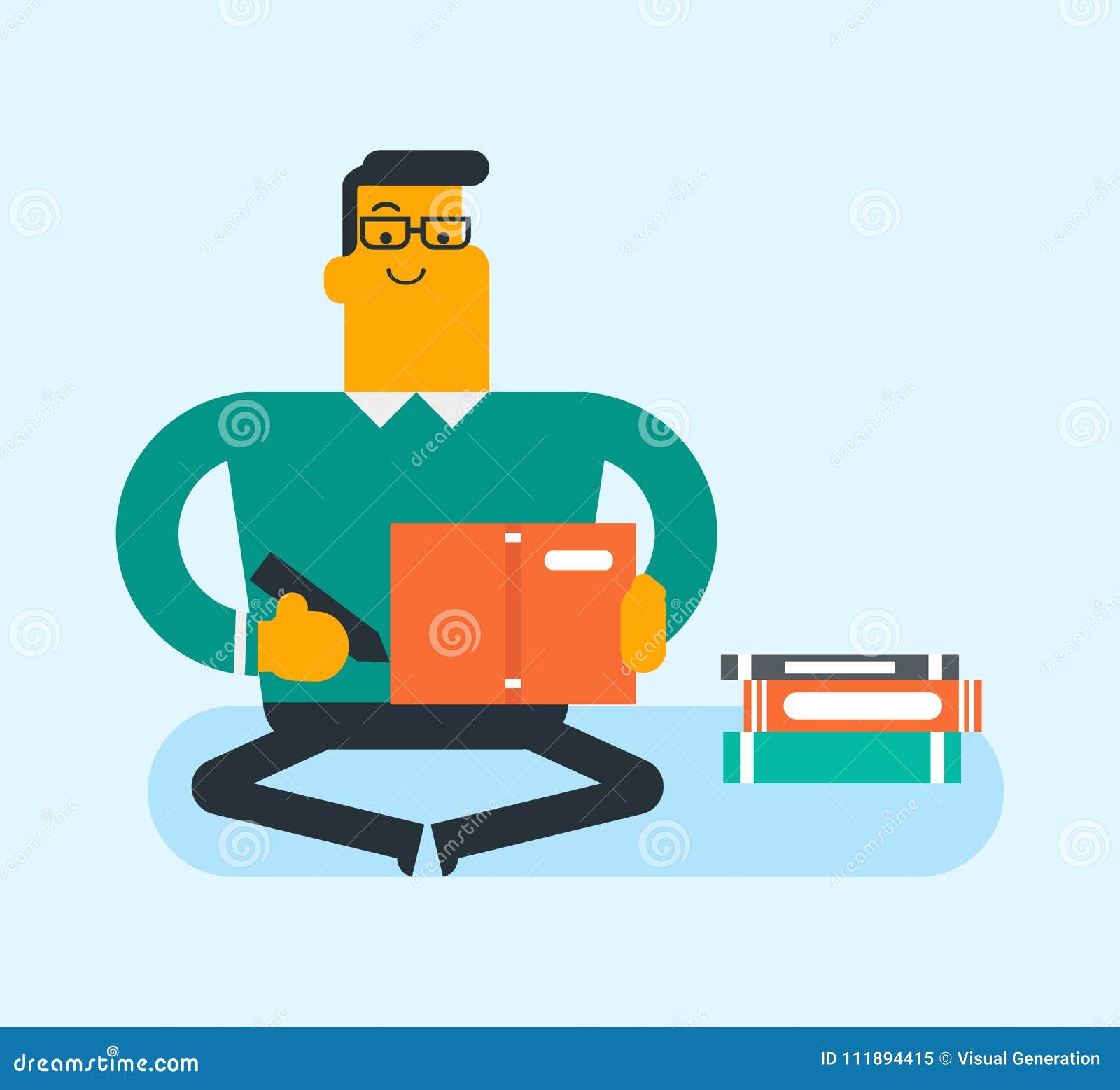 Young Student Sitting at the Table and Thinking. Stock Vector ...