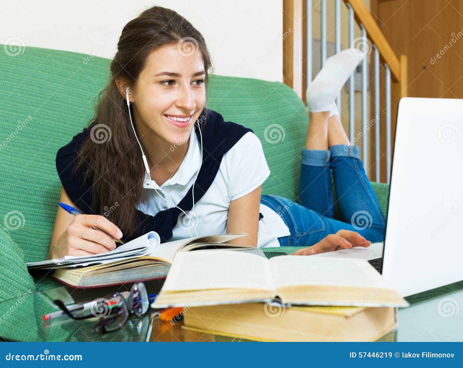 Young Student Study at Home Stock Image - Image of laughing, education ...