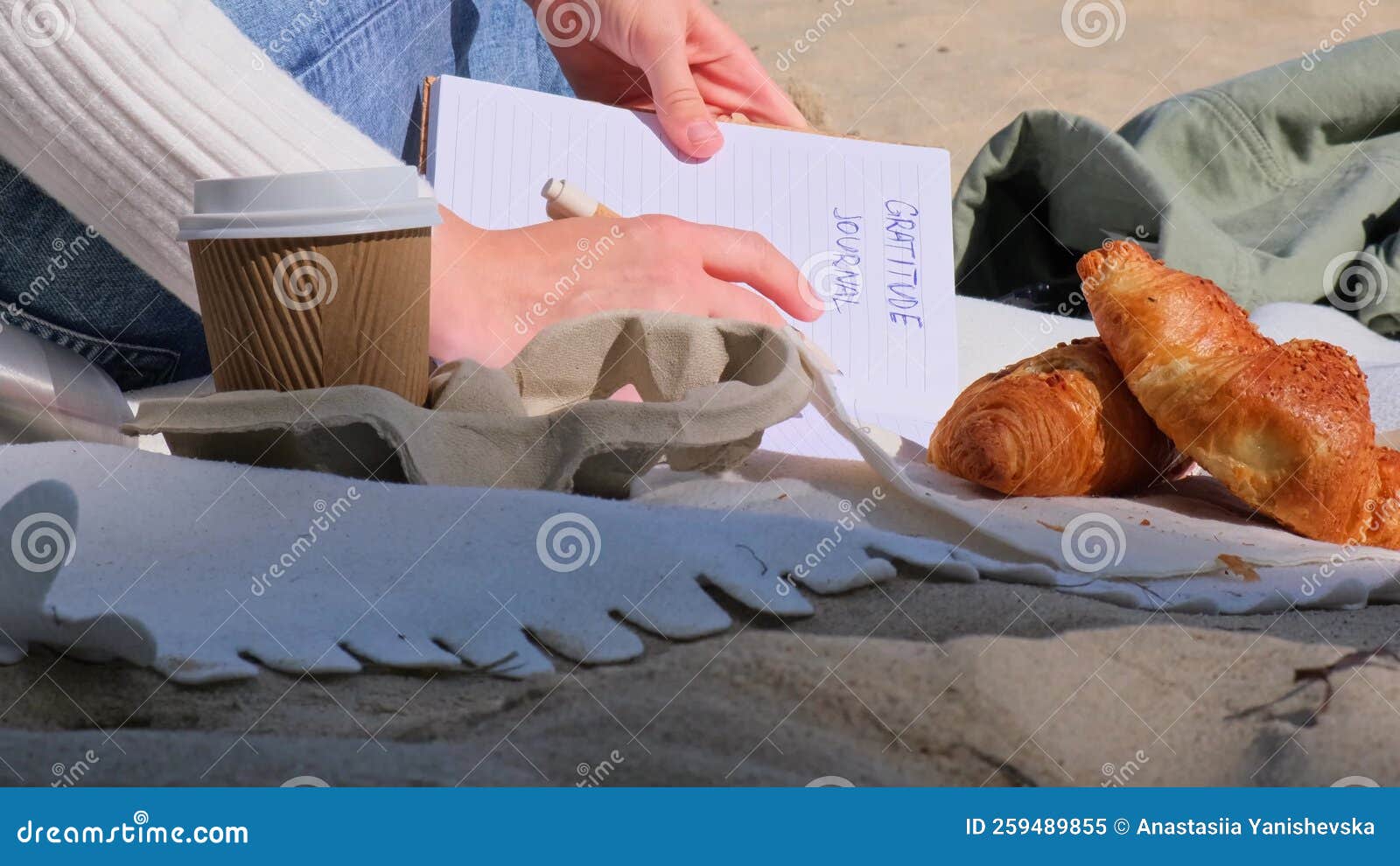 Young Student Study with Notebook on Beach Next To Sea Ocean View ...