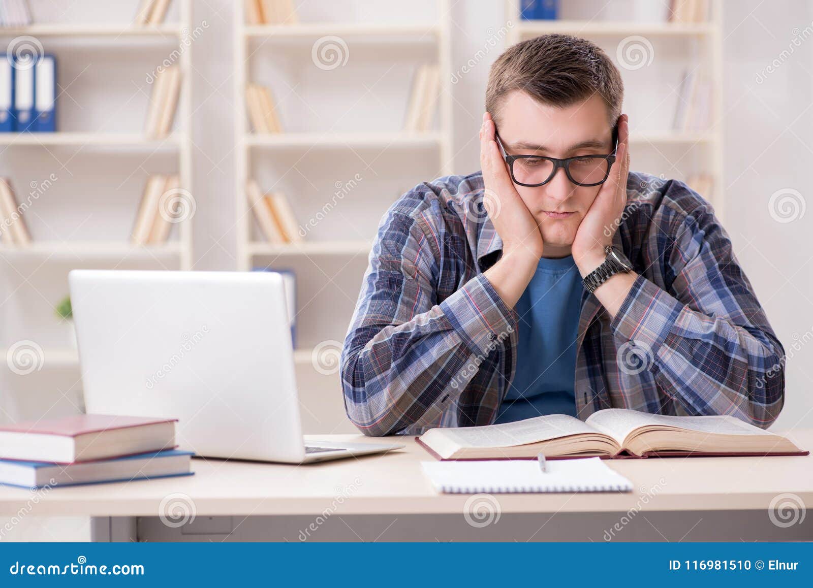 The Young Student Studying Over Internet in Telelearning Concept Stock ...