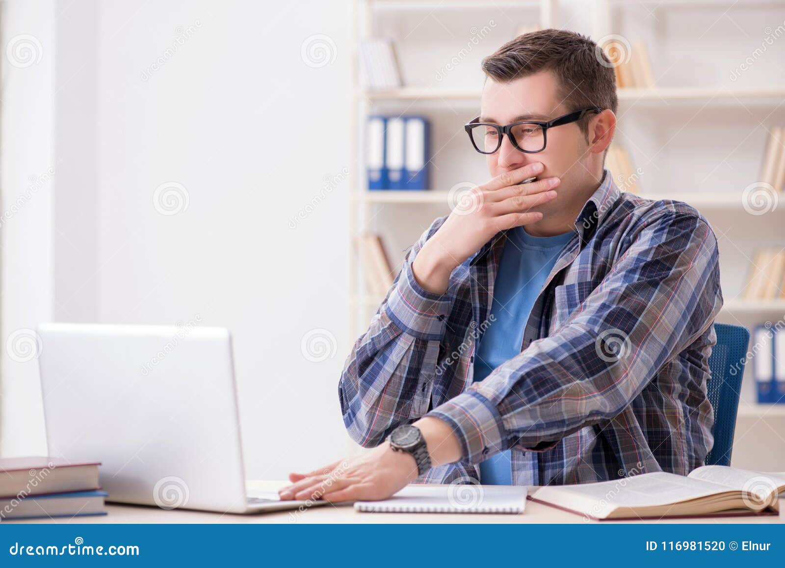 The Young Student Studying Over Internet in Telelearning Concept Stock ...