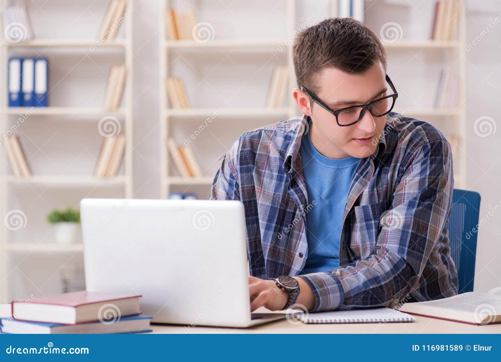 The Young Student Studying Over Internet in Telelearning Concept Stock ...