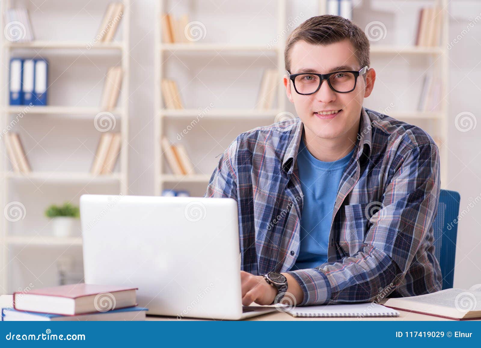 The Young Student Studying Over Internet in Telelearning Concept Stock ...