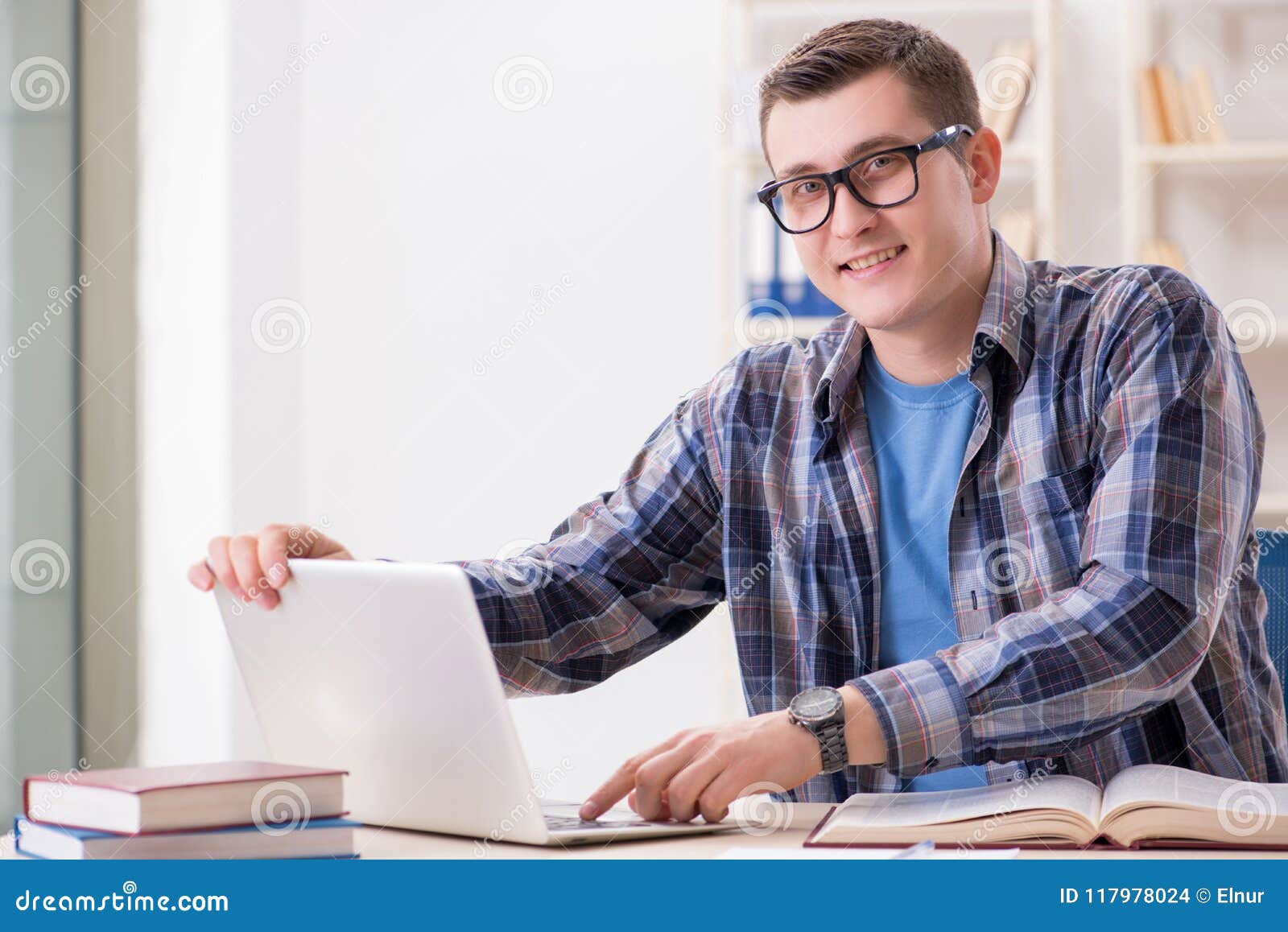 The Young Student Studying Over Internet in Telelearning Concept Stock ...