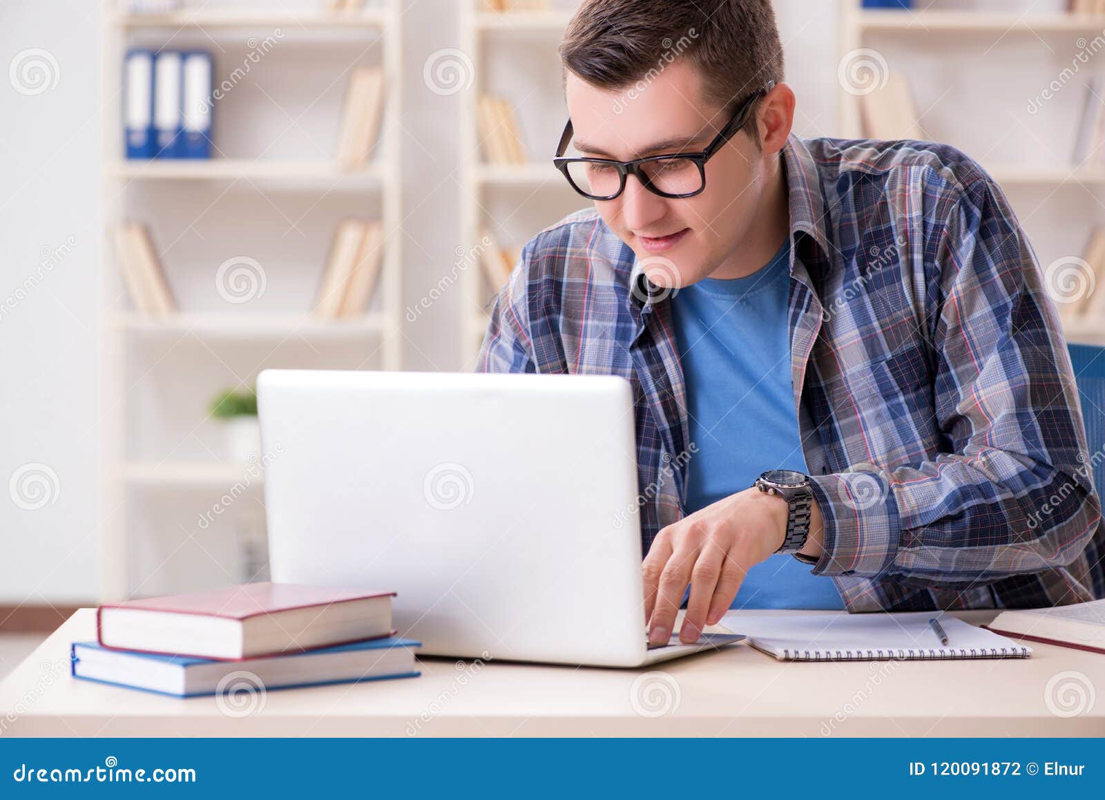 The Young Student Studying Over Internet in Telelearning Concept Stock ...