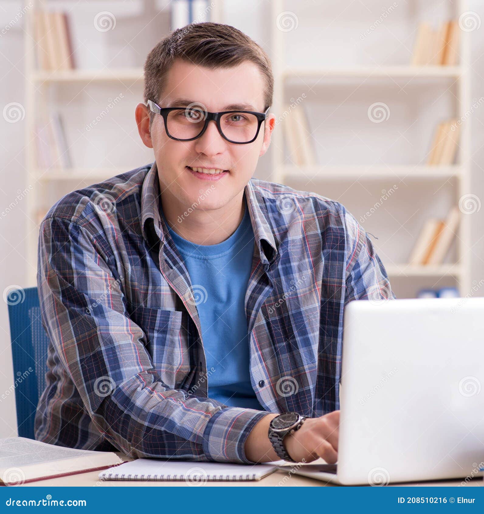 Young Student Studying Over Internet in Telelearning Concept Stock ...