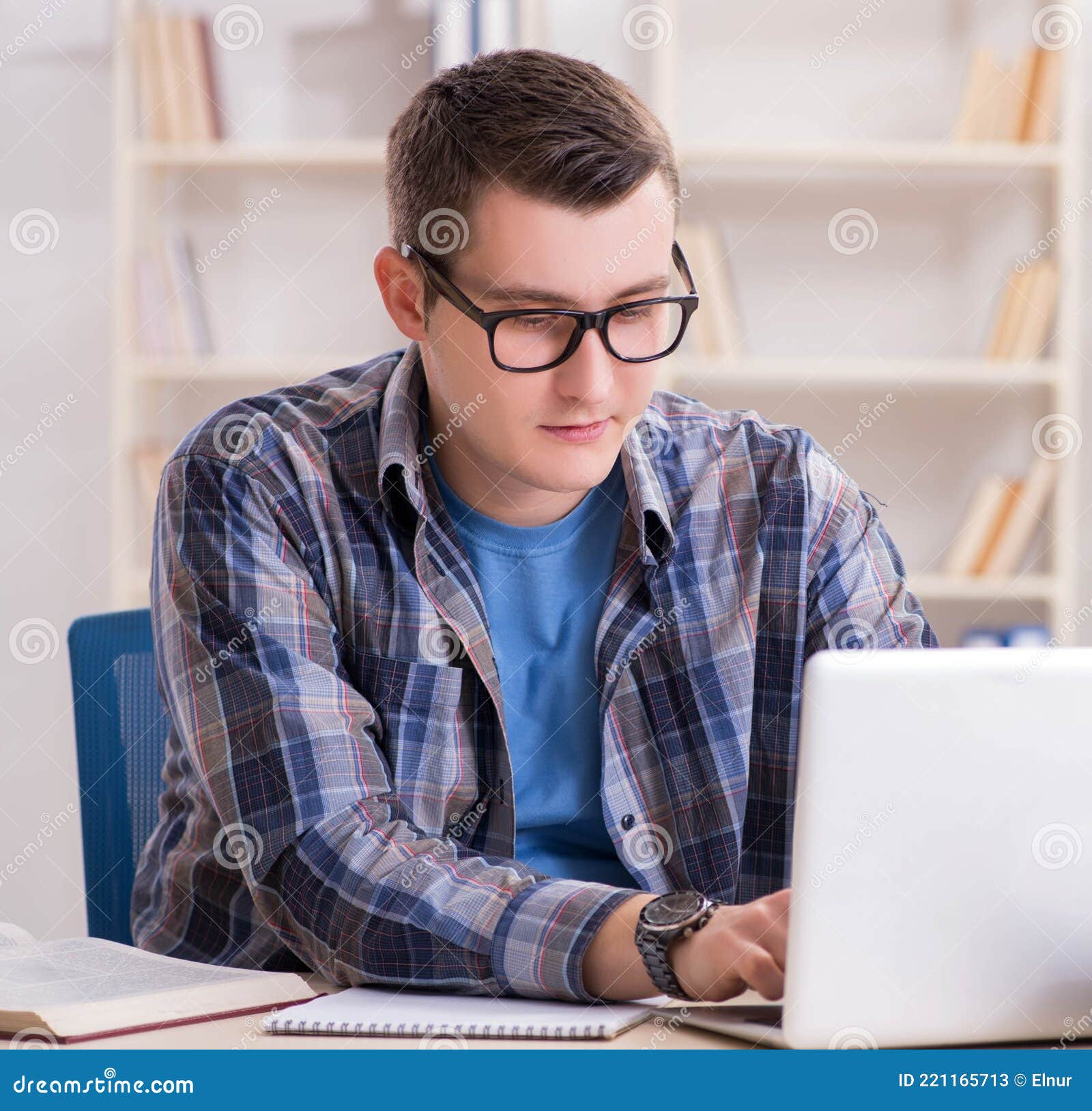 Young Student Studying Over Internet in Telelearning Concept Stock ...
