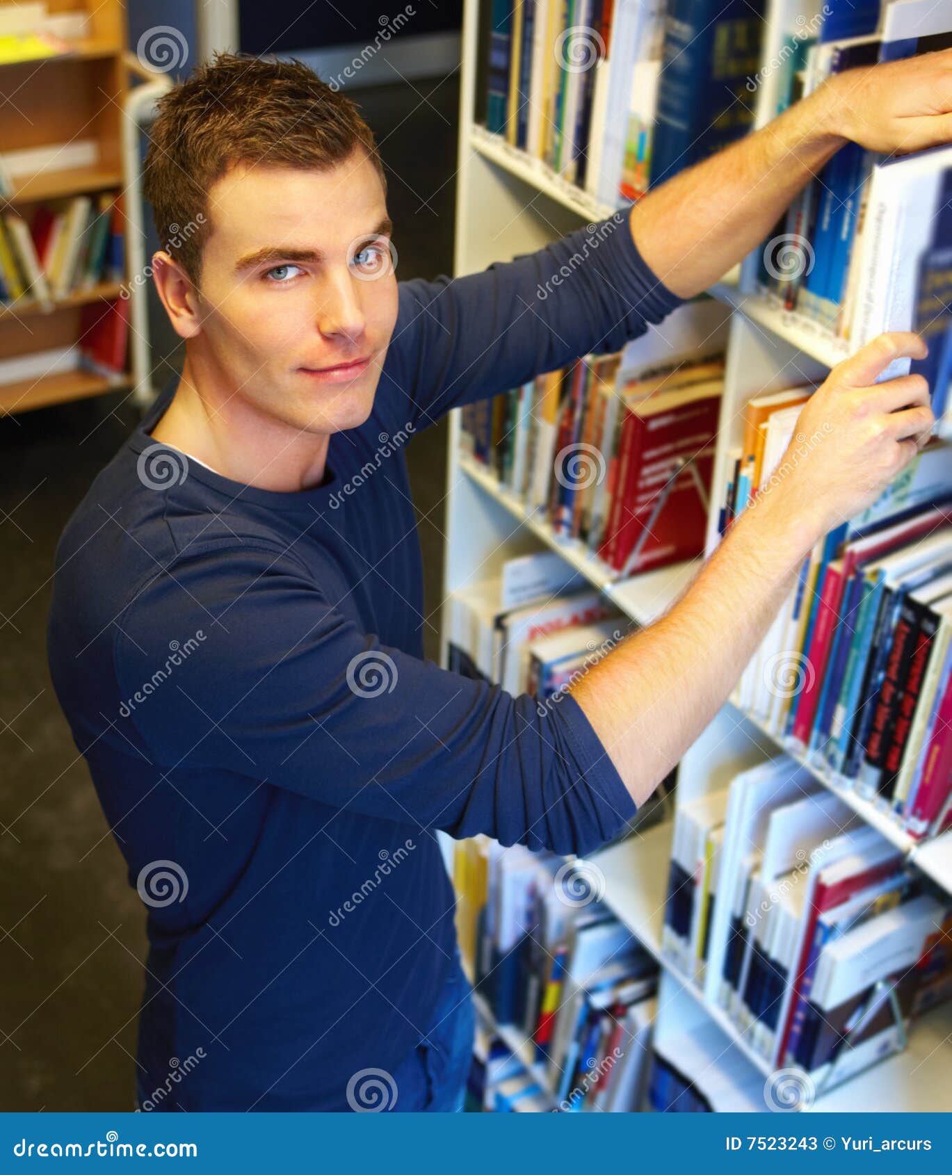 Young Student Taking a Book in the Library Stock Image - Image of eyes ...