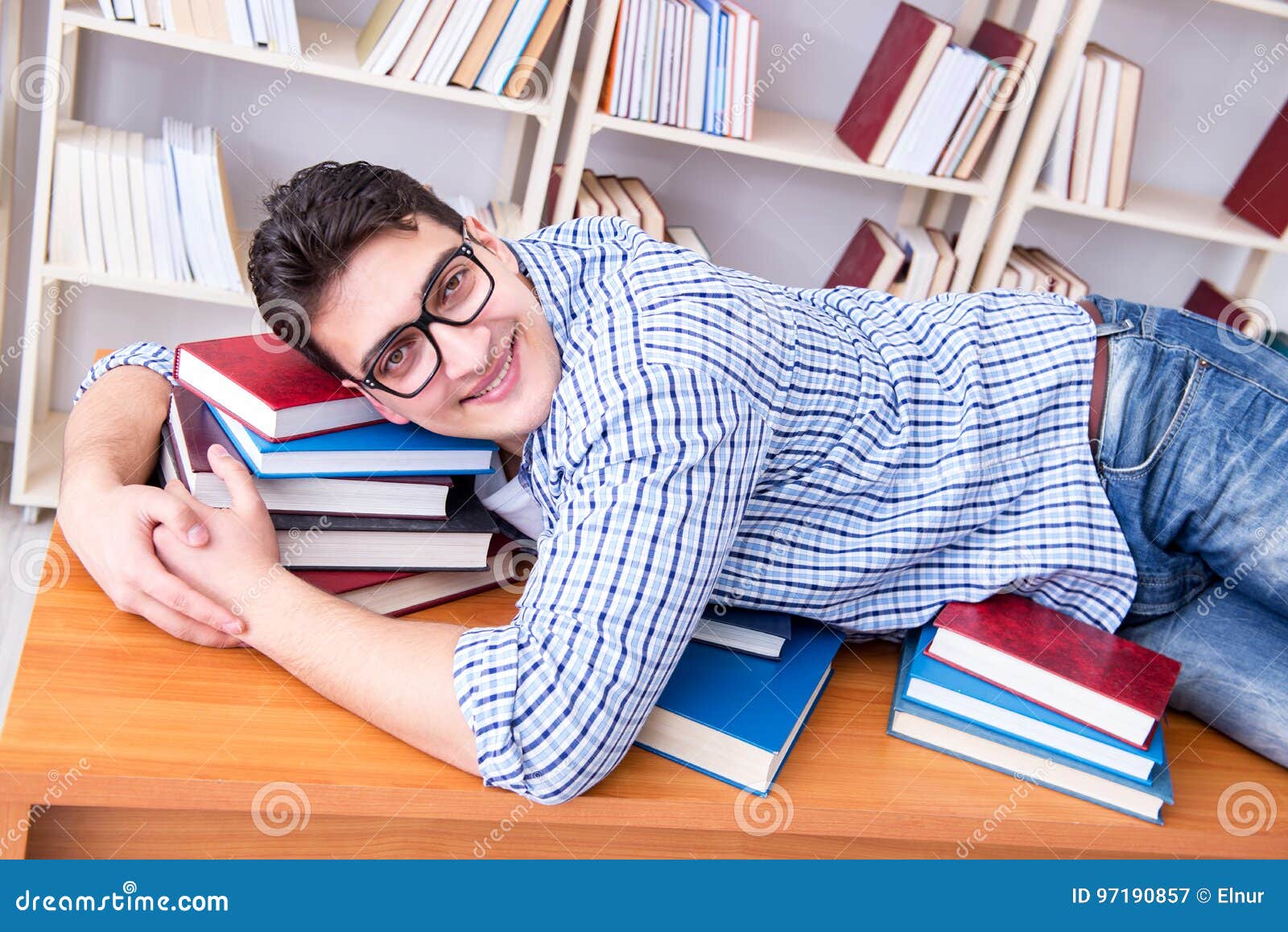 The Young Student Taking Break and Falling Asleep Stock Image - Image ...