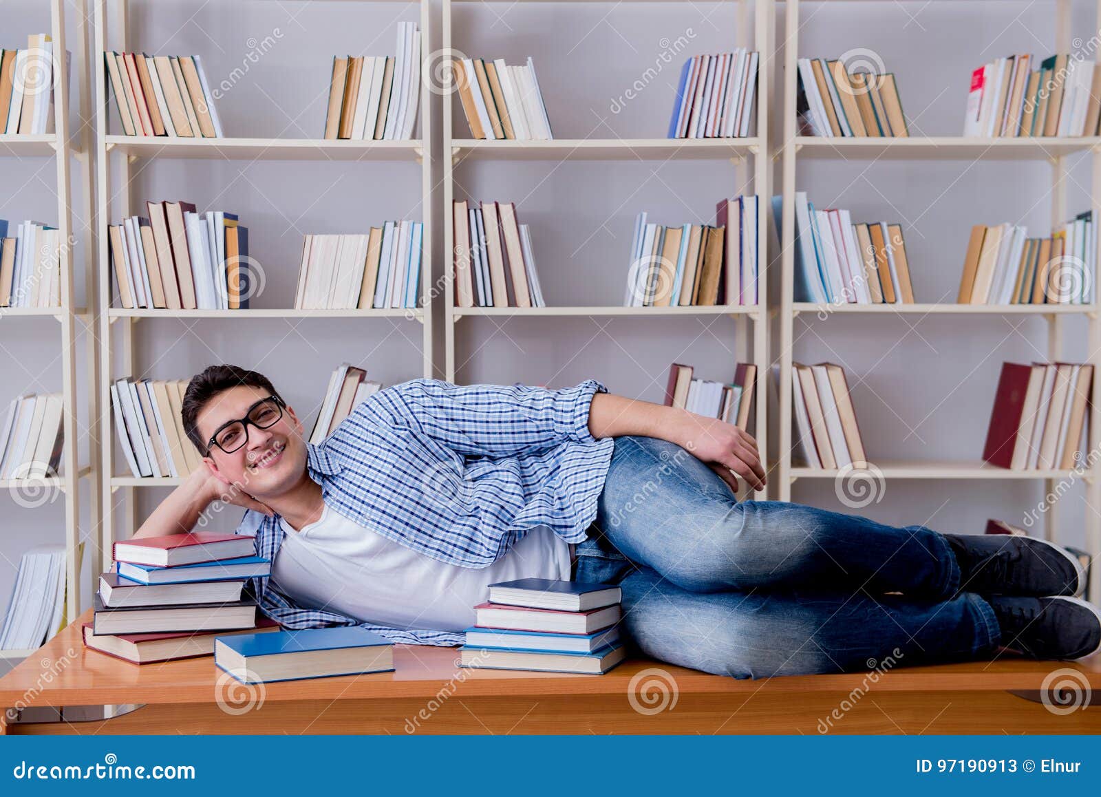 The Young Student Taking Break and Falling Asleep Stock Image - Image ...