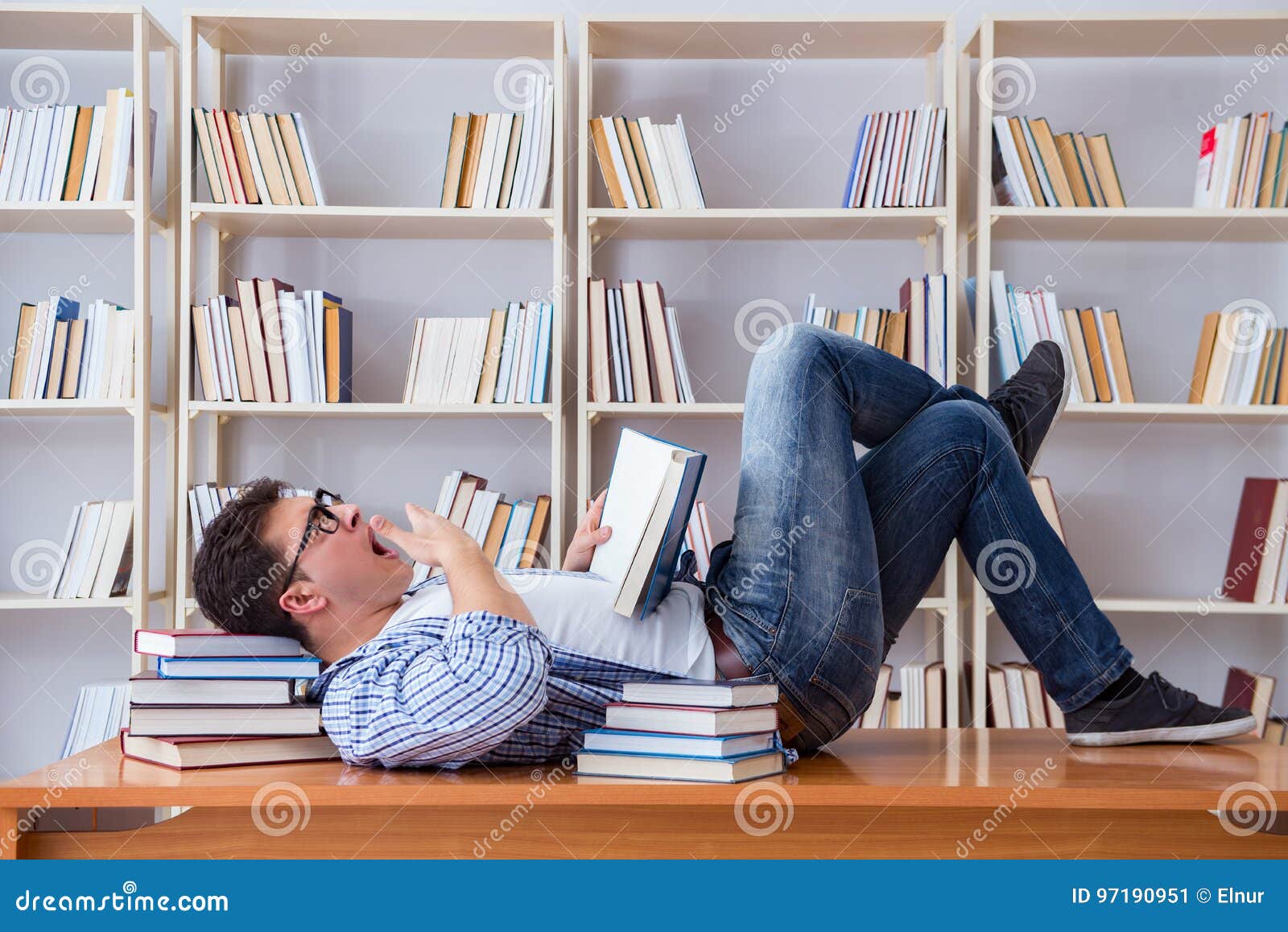 The Young Student Taking Break and Falling Asleep Stock Image - Image ...