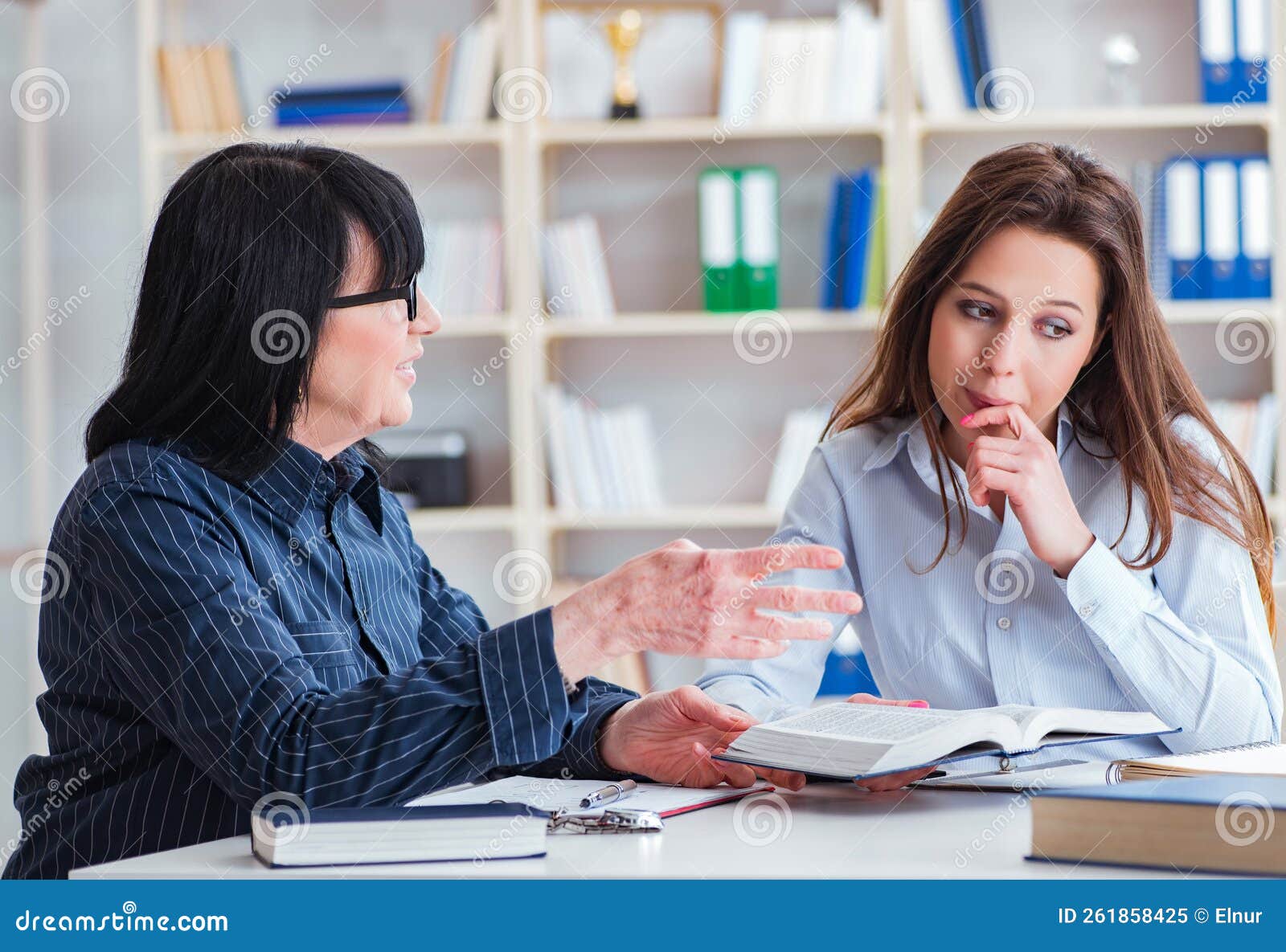 Young Student and Teacher during Tutoring Lesson Stock Image - Image of ...