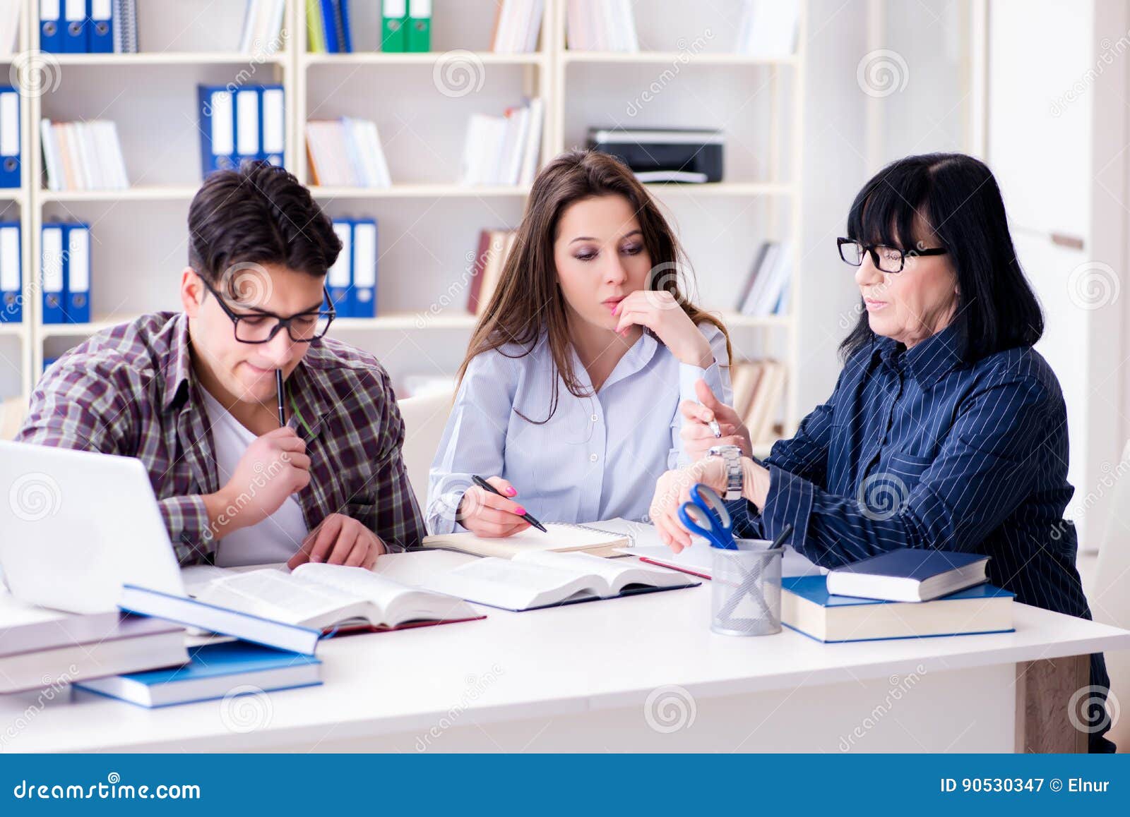 The Young Student and Teacher during Tutoring Lesson Stock Image ...