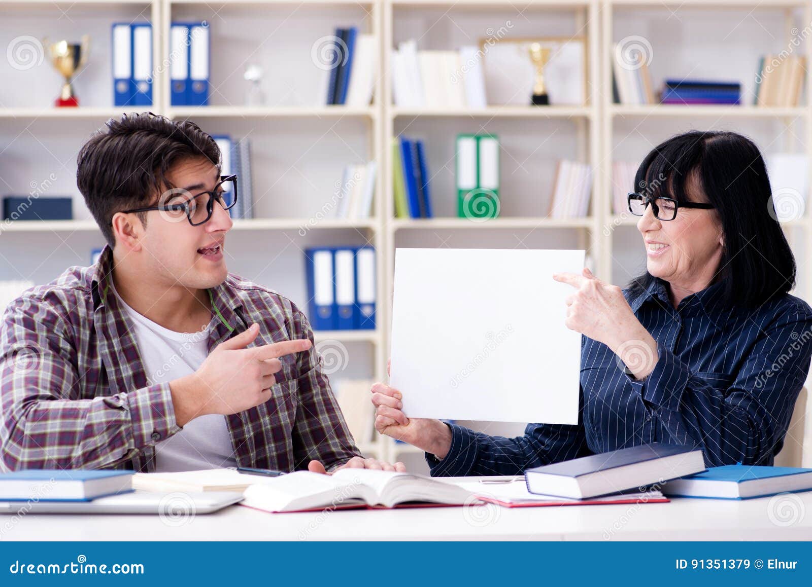 The Young Student and Teacher during Tutoring Lesson Stock Image ...