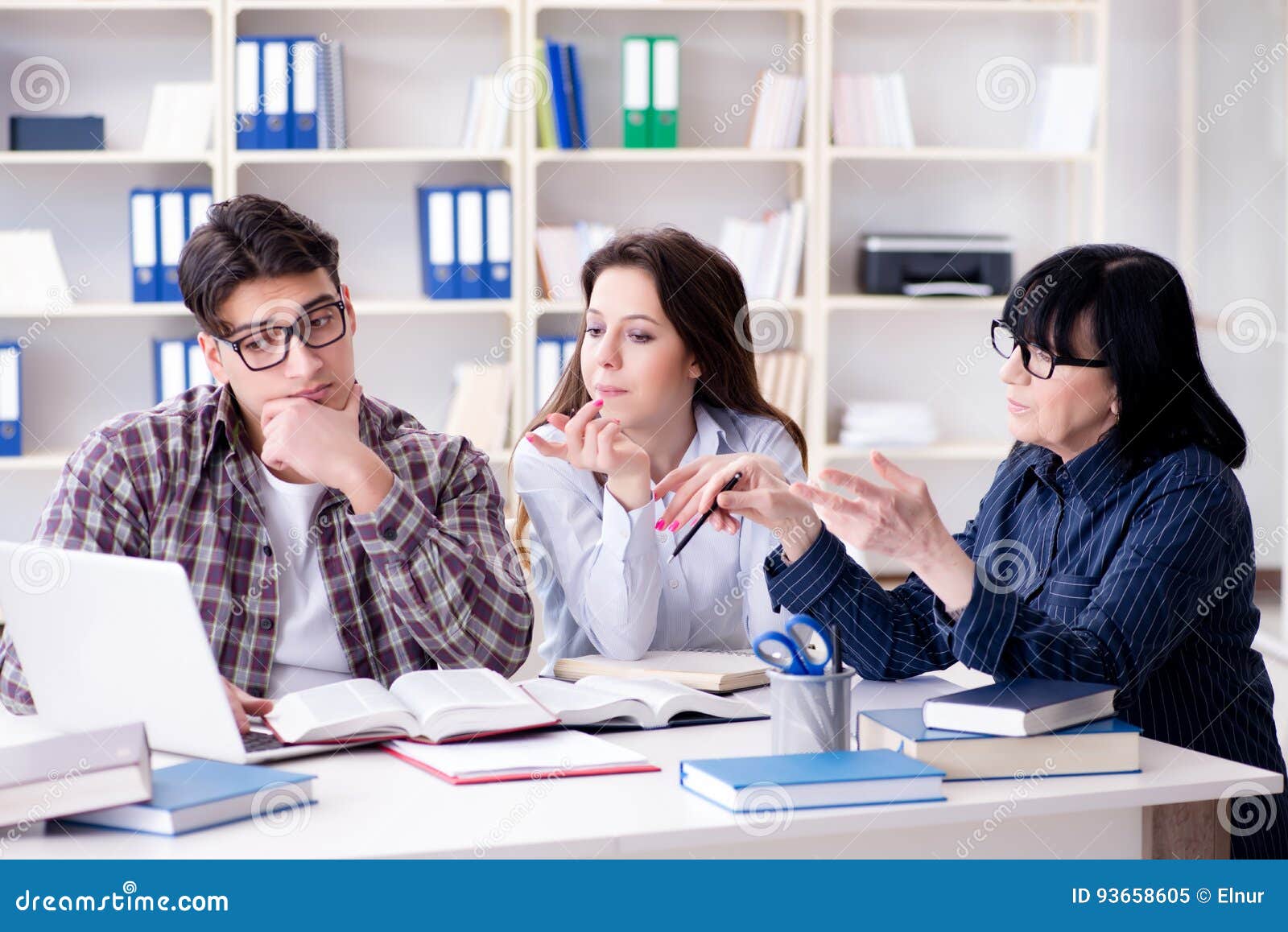 The Young Student and Teacher during Tutoring Lesson Stock Image ...
