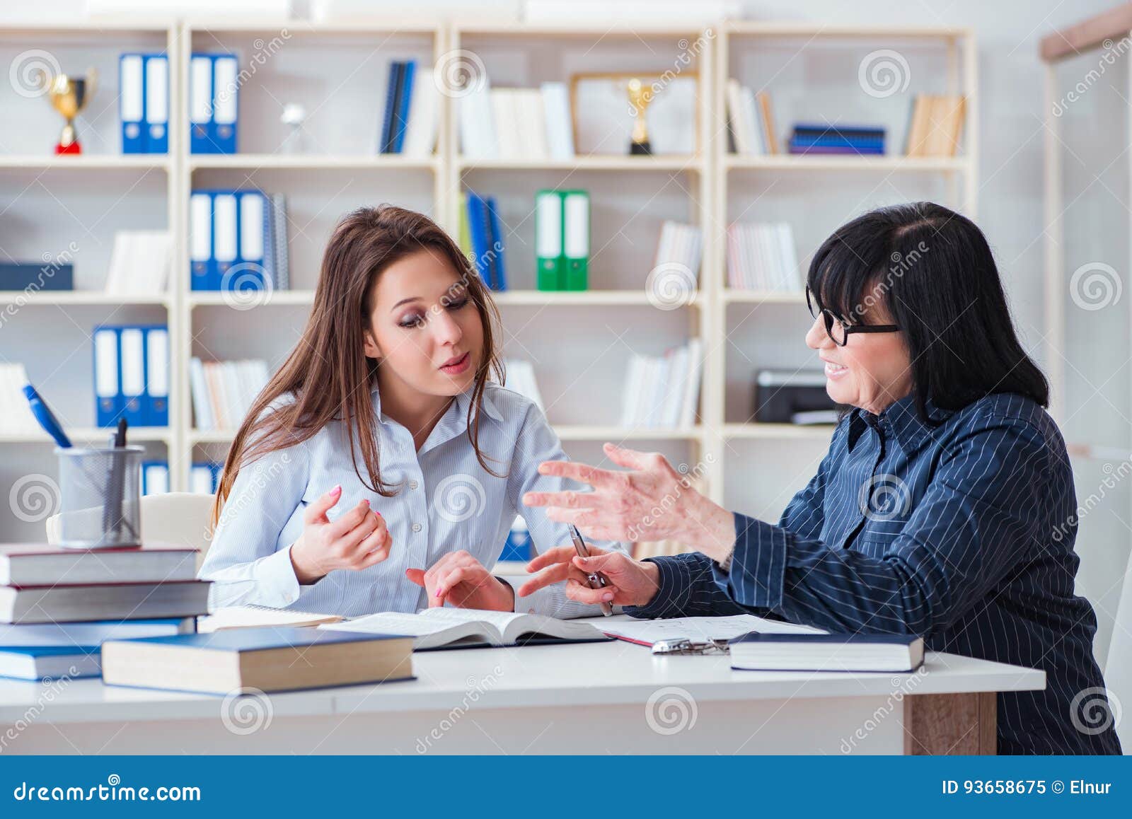 The Young Student and Teacher during Tutoring Lesson Stock Image ...