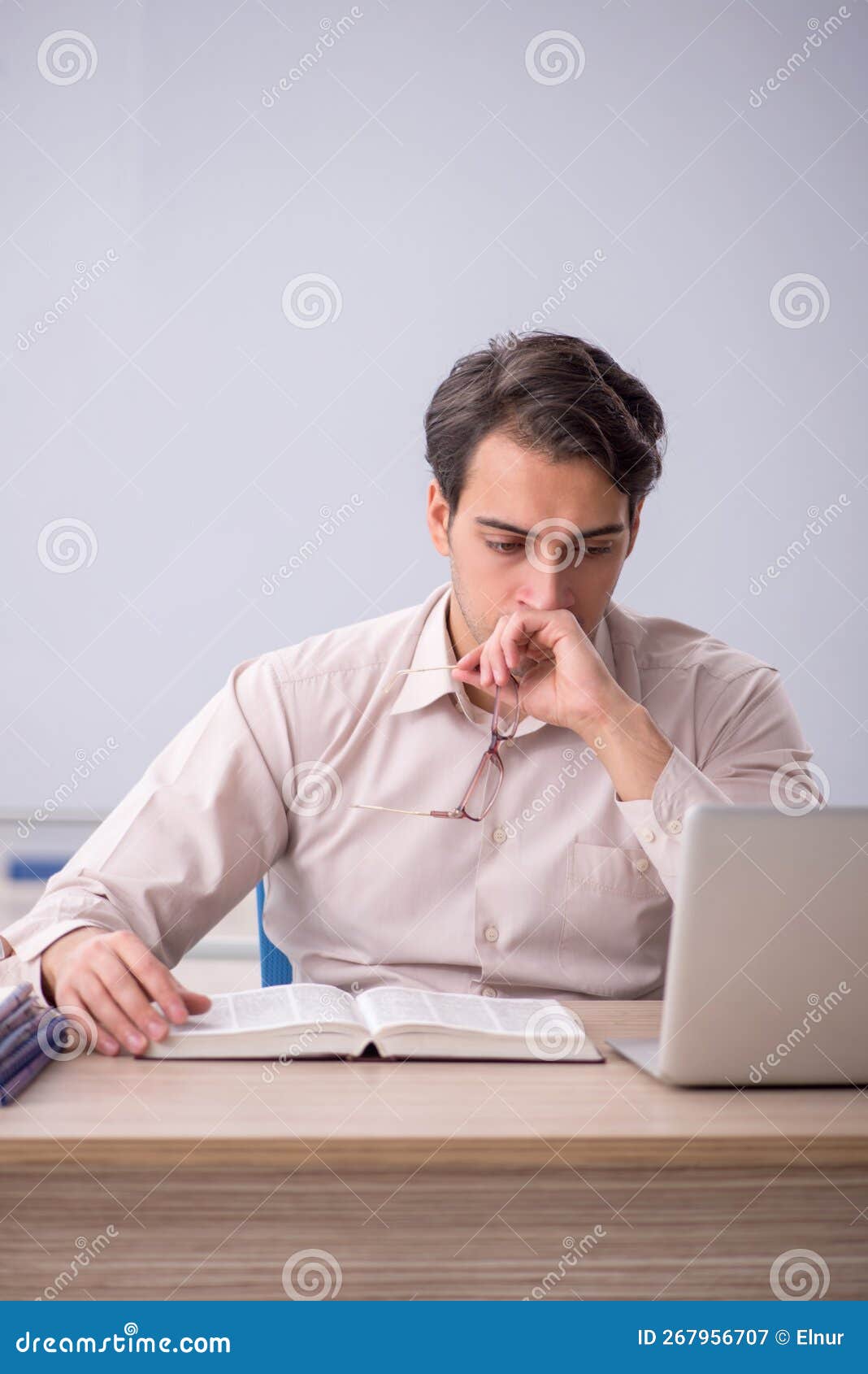 Young Male Student in Telelearning Concept Stock Image - Image of ...