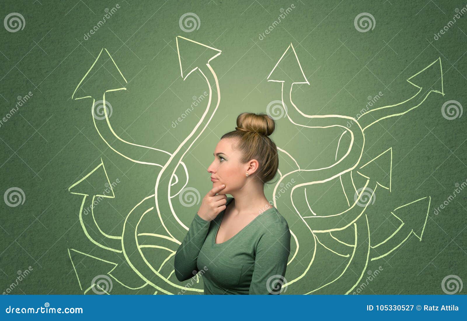 Beautiful Girl Thinking a Solution Stock Image - Image of direction ...